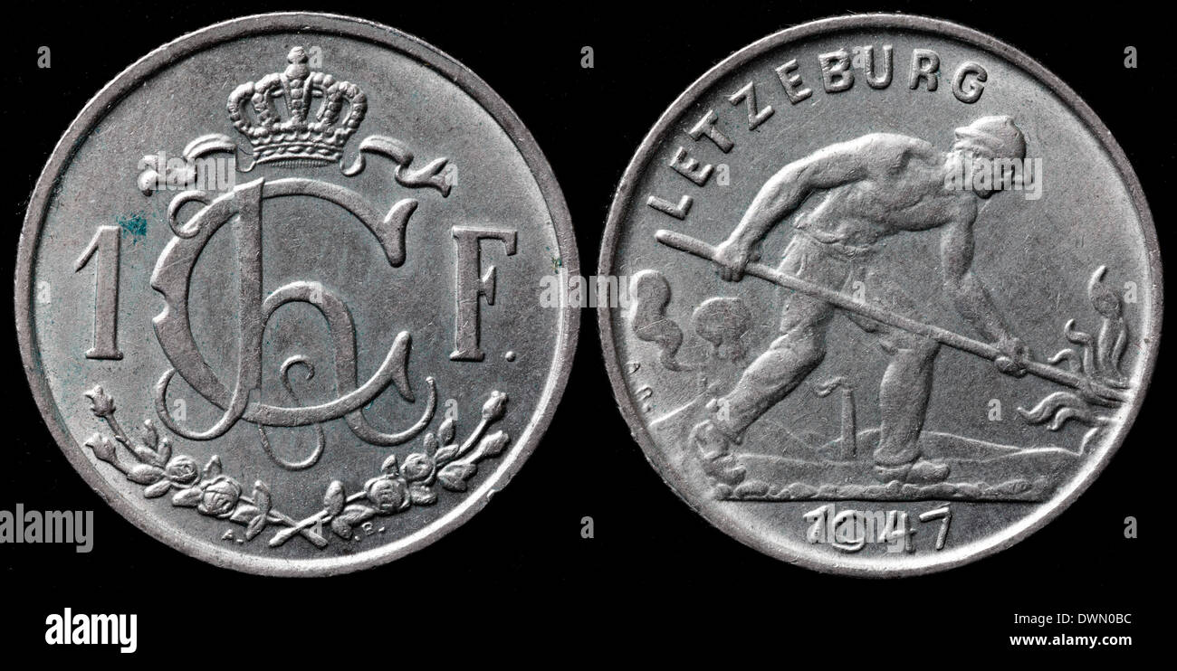 1 Franc, Luxembourg, 1947 Stock Photo - Alamy