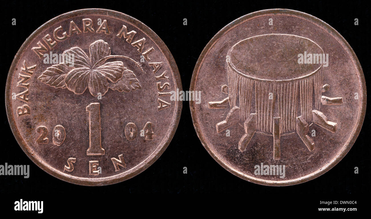 1 sen coin, Drum, Malaysia, 2004 Stock Photo - Alamy