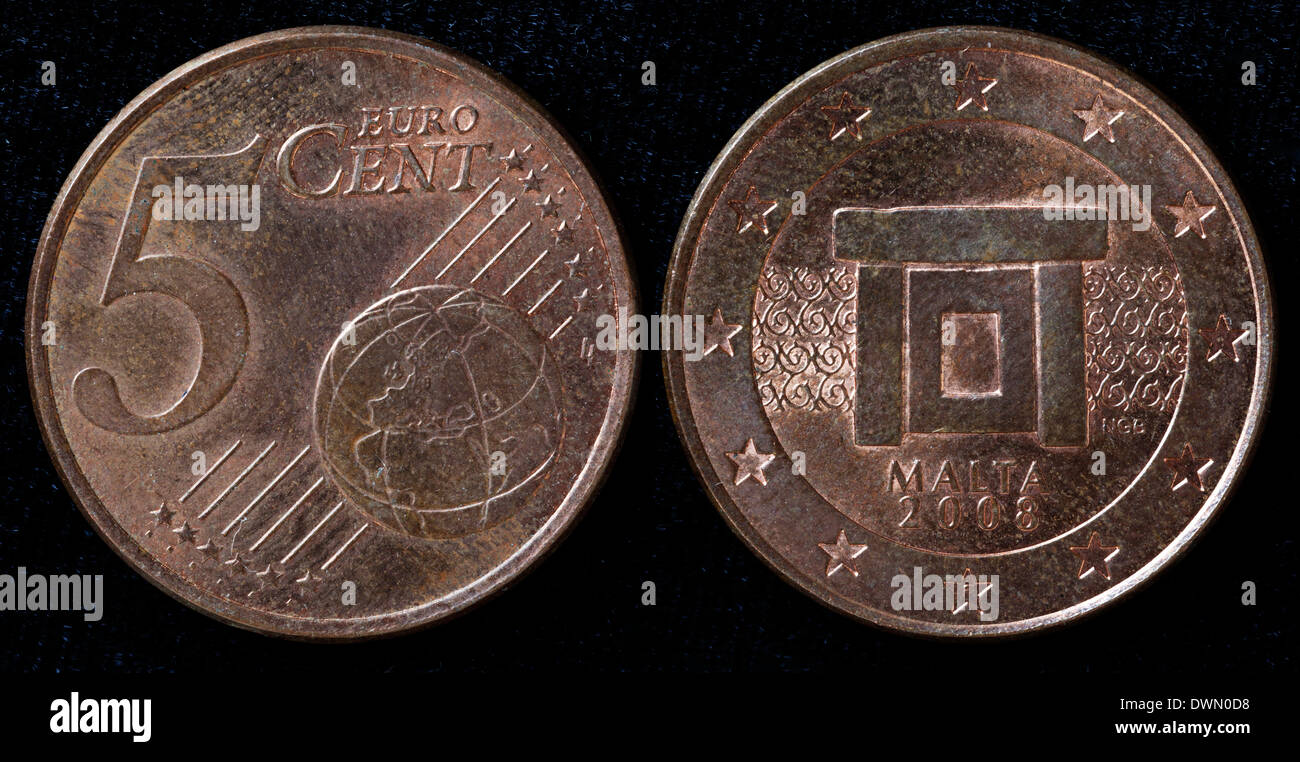 5 Euro cent coin, Mnajdra temple altar, Malta, 2008 Stock Photo - Alamy