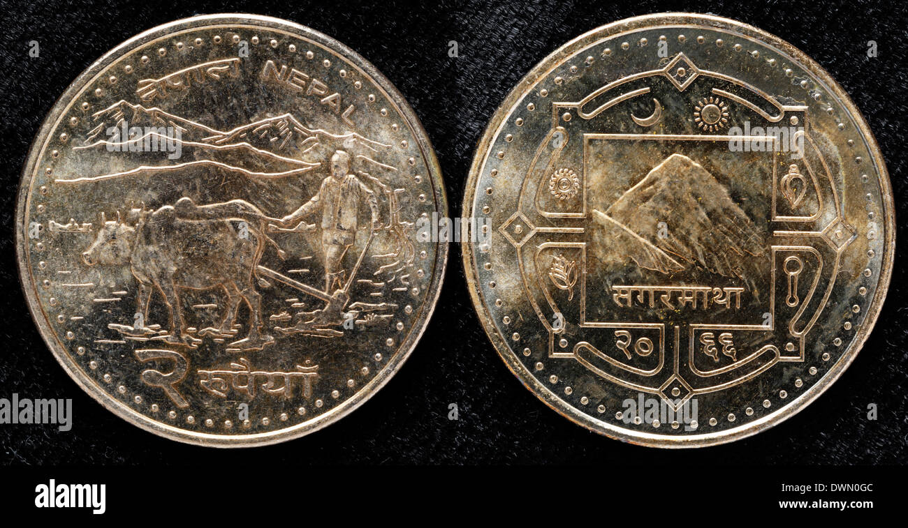 Nepal two rupee coin hi-res stock photography and images - Alamy