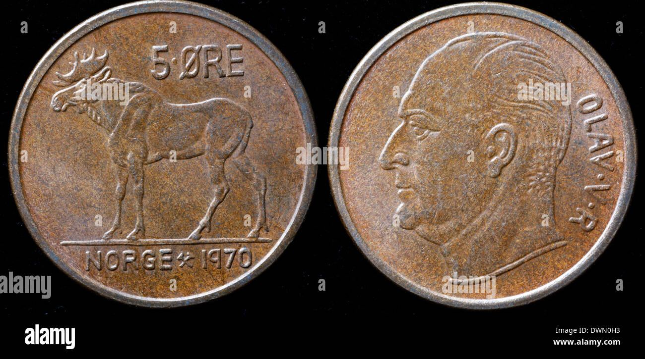 5 ore coin, Norway, 1970 Stock Photo - Alamy