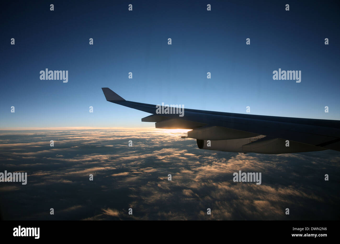 Wing of airplane from window Stock Photo - Alamy