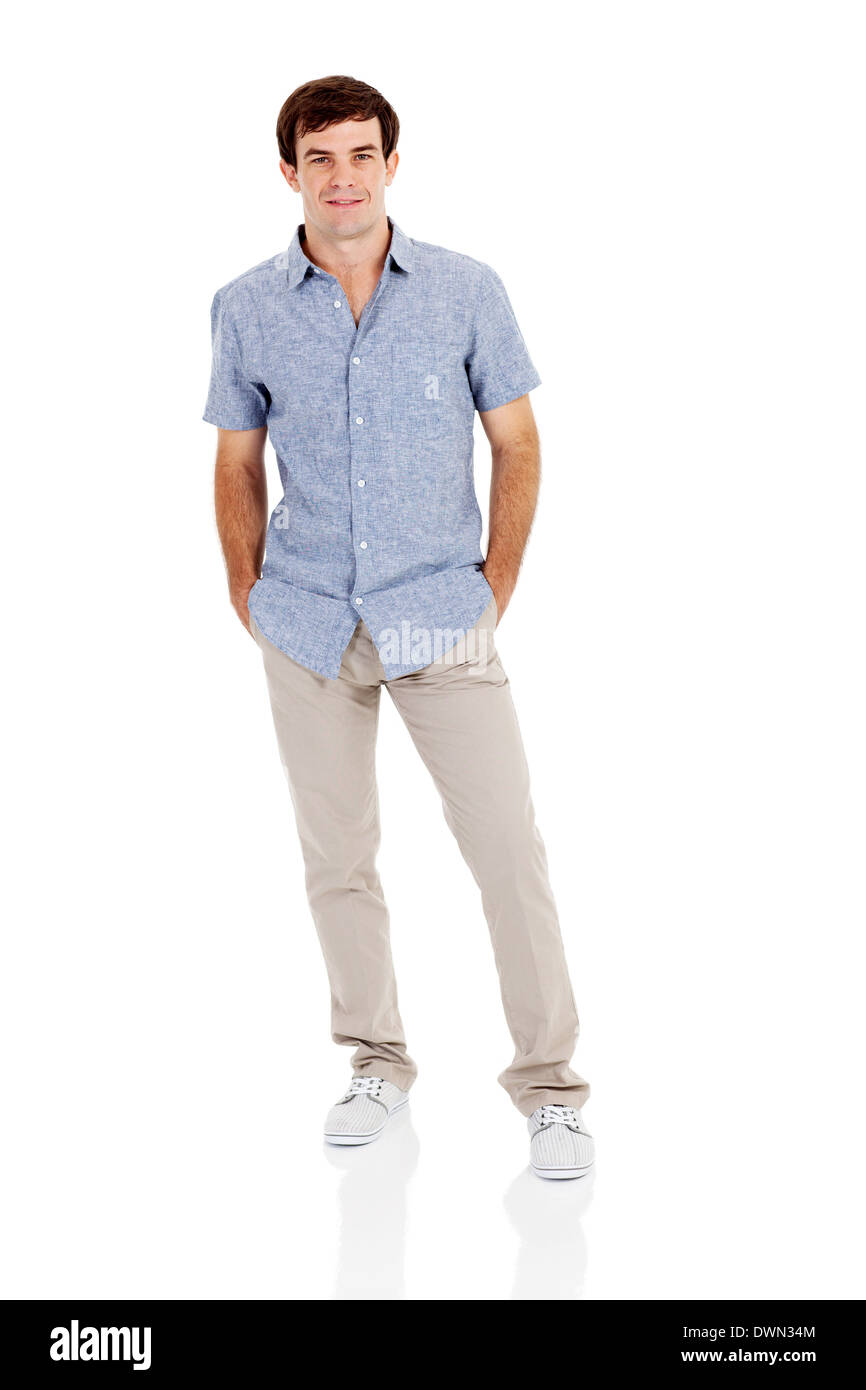 young man full length studio portrait isolated on white Stock Photo - Alamy