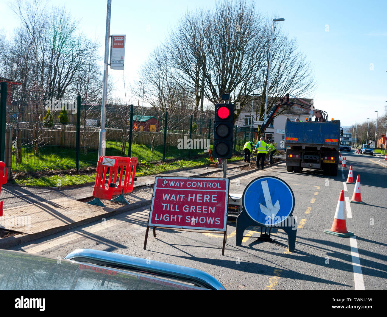 Road works on Middleton rd Chadderton, Oldham, Greater Manchester, UK ...