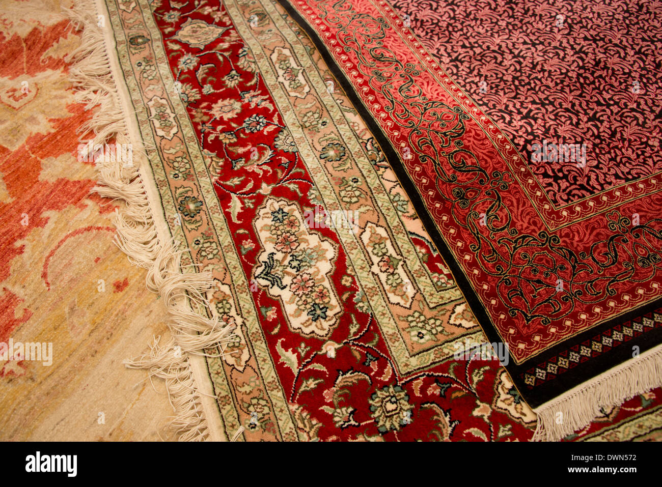 Asia, Turkey, Istanbul. Typical Turkish carpet workshop and store, rug ...