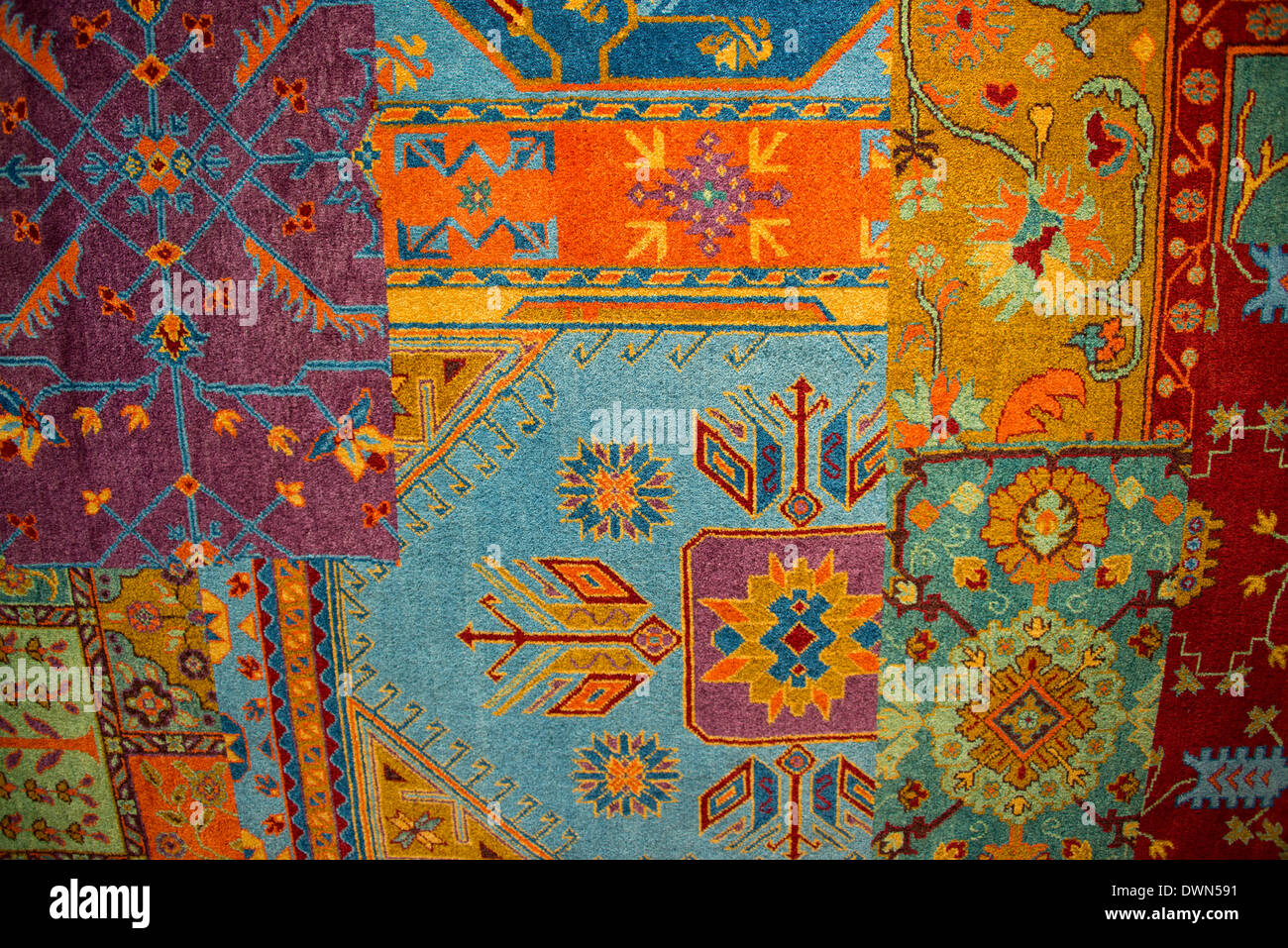 Asia, Turkey, Istanbul. Typical Turkish carpet workshop and store, rug ...