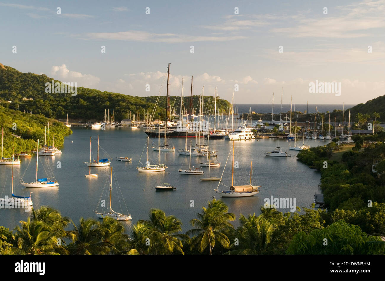 landscape view English Harbor Harbour Antigua island Caribbean Sea ...