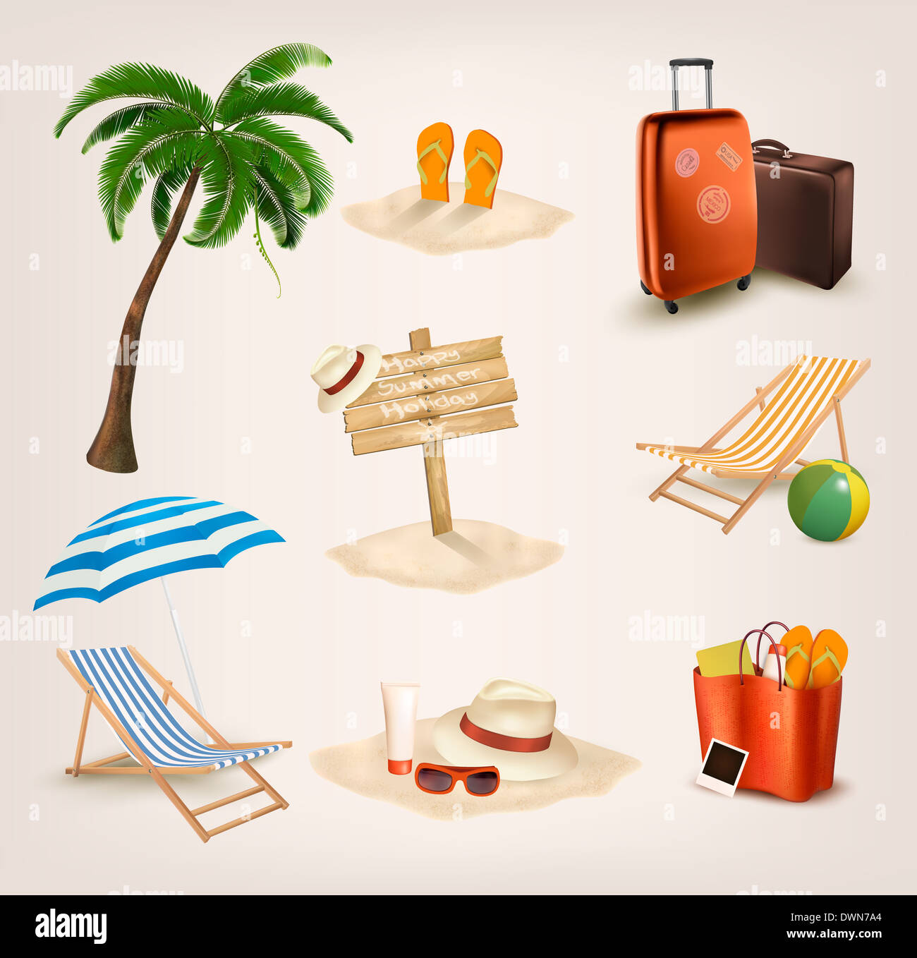 Set of vacation related icons. Vector Stock Photo - Alamy