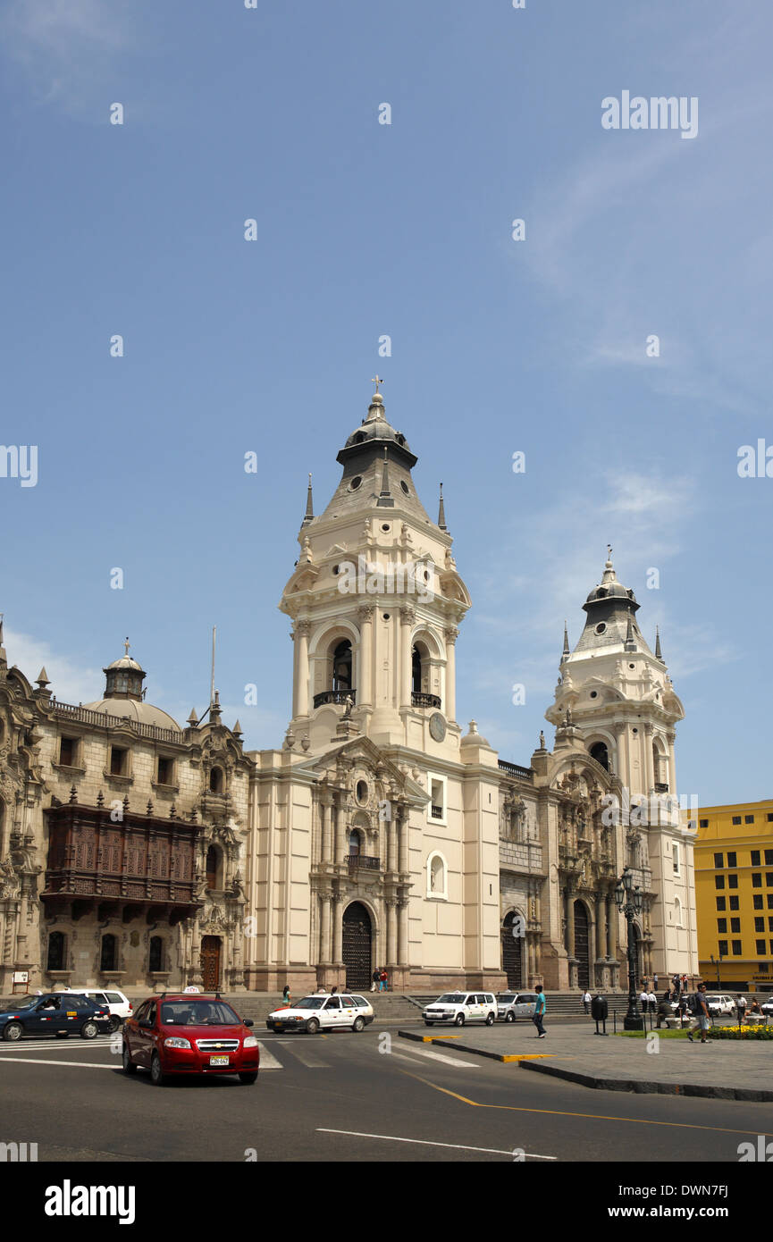 The Archbishop's Palace and Cathedral of Lima, Plaza Mayor, Lima, Peru ...