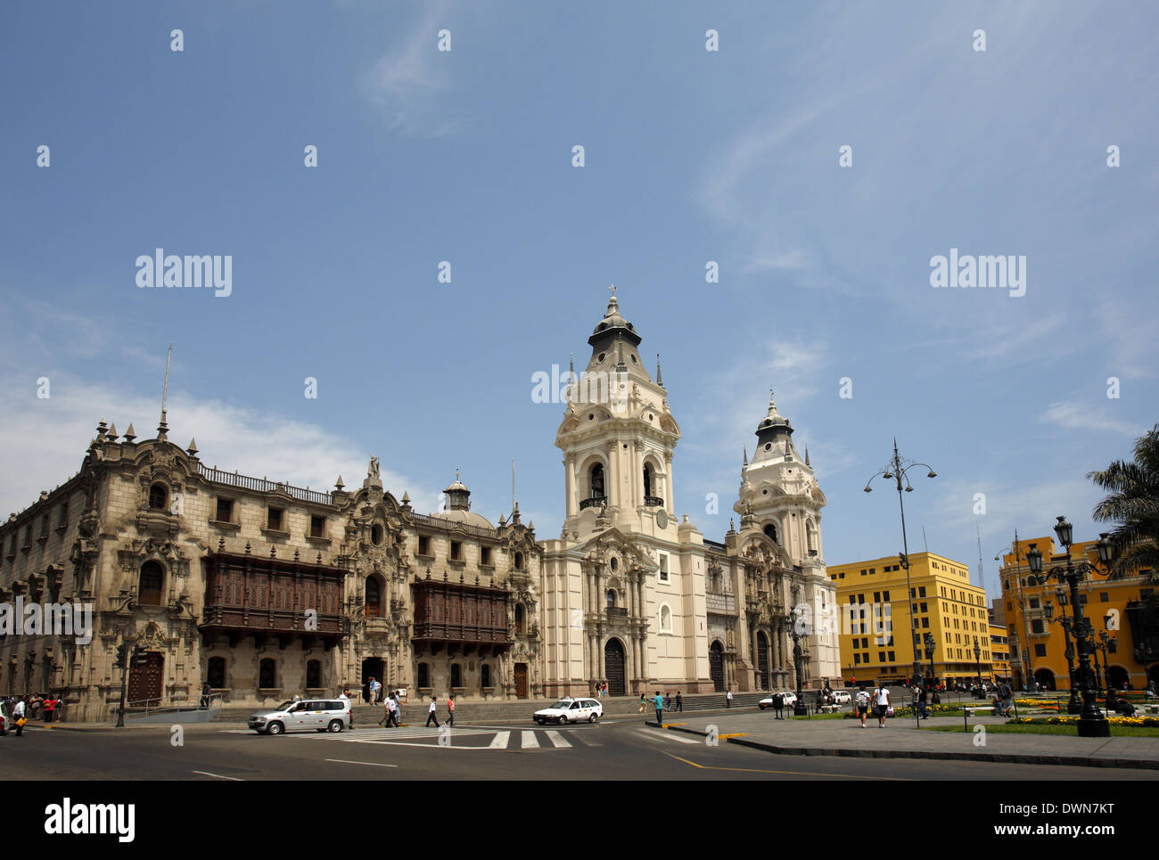 The Archbishop's Palace and Cathedral of Lima, Plaza Mayor, Lima, Peru ...