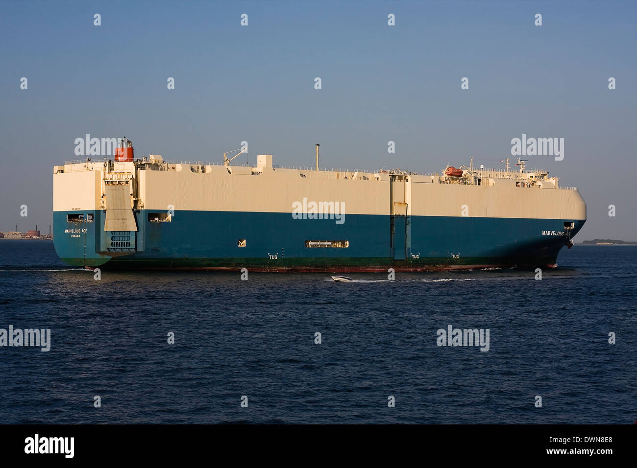 "Marvelous Ace" Panamanian Ro Ro Cargo Ship leaving Boston Harbor with ...
