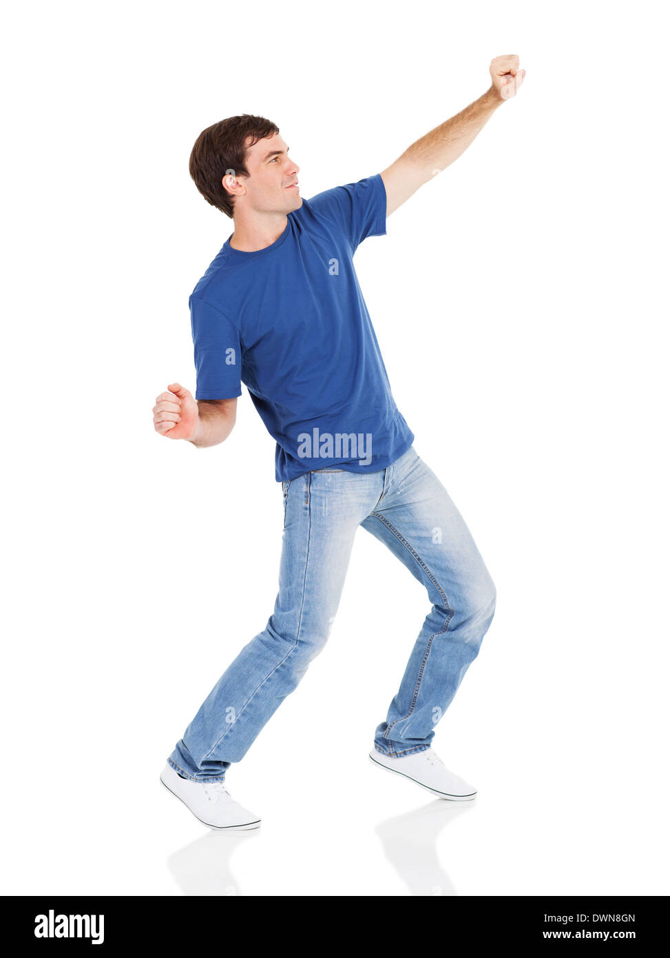 happy man dancing isolated on white background Stock Photo - Alamy