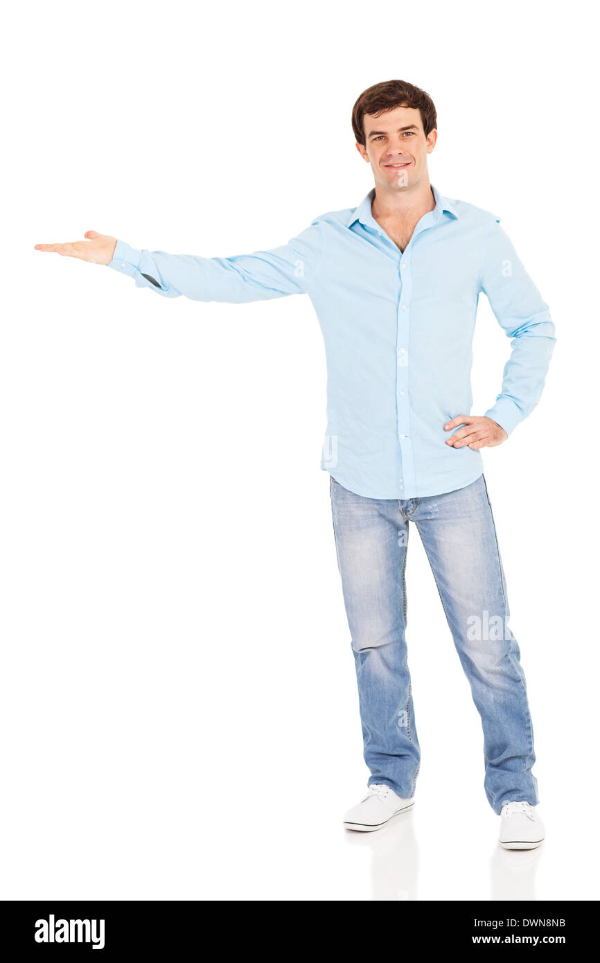 Caucasian man showing presenting Cut Out Stock Images & Pictures - Alamy