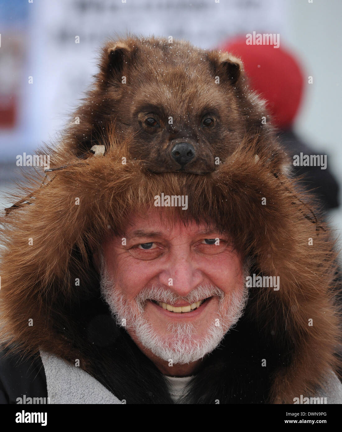 Nome, Alaska, USA. 11th Mar, 2014. Alaska singer HOBO JIM wears a ...