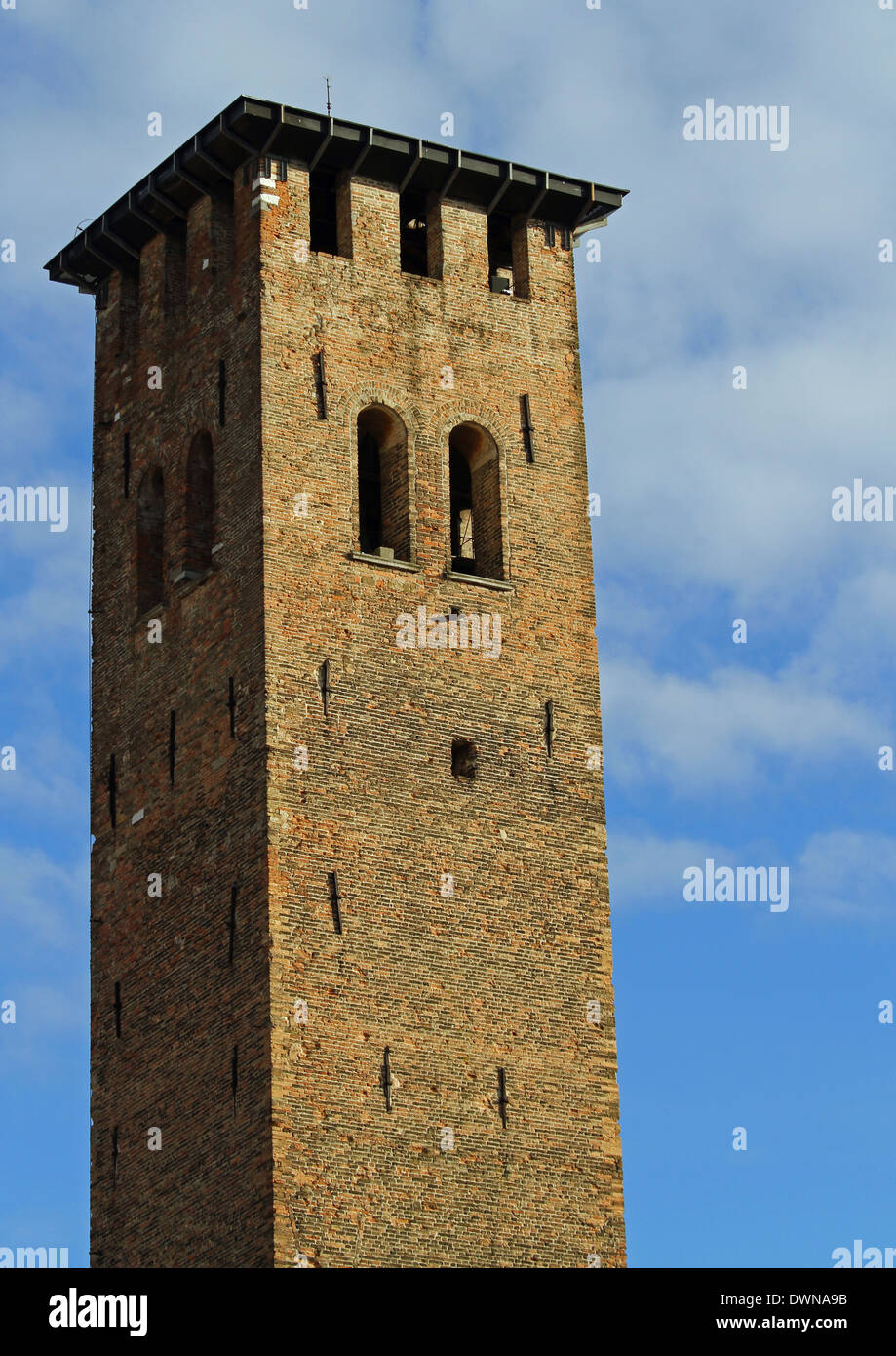 ancient medieval tower built with bricks for the defense of the town by ...