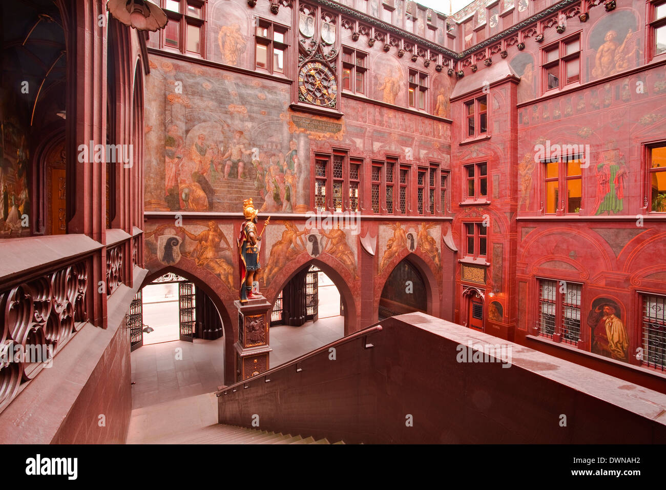 The Rathaus (Town Hall) that dominates the Marktplatz in Basel ...