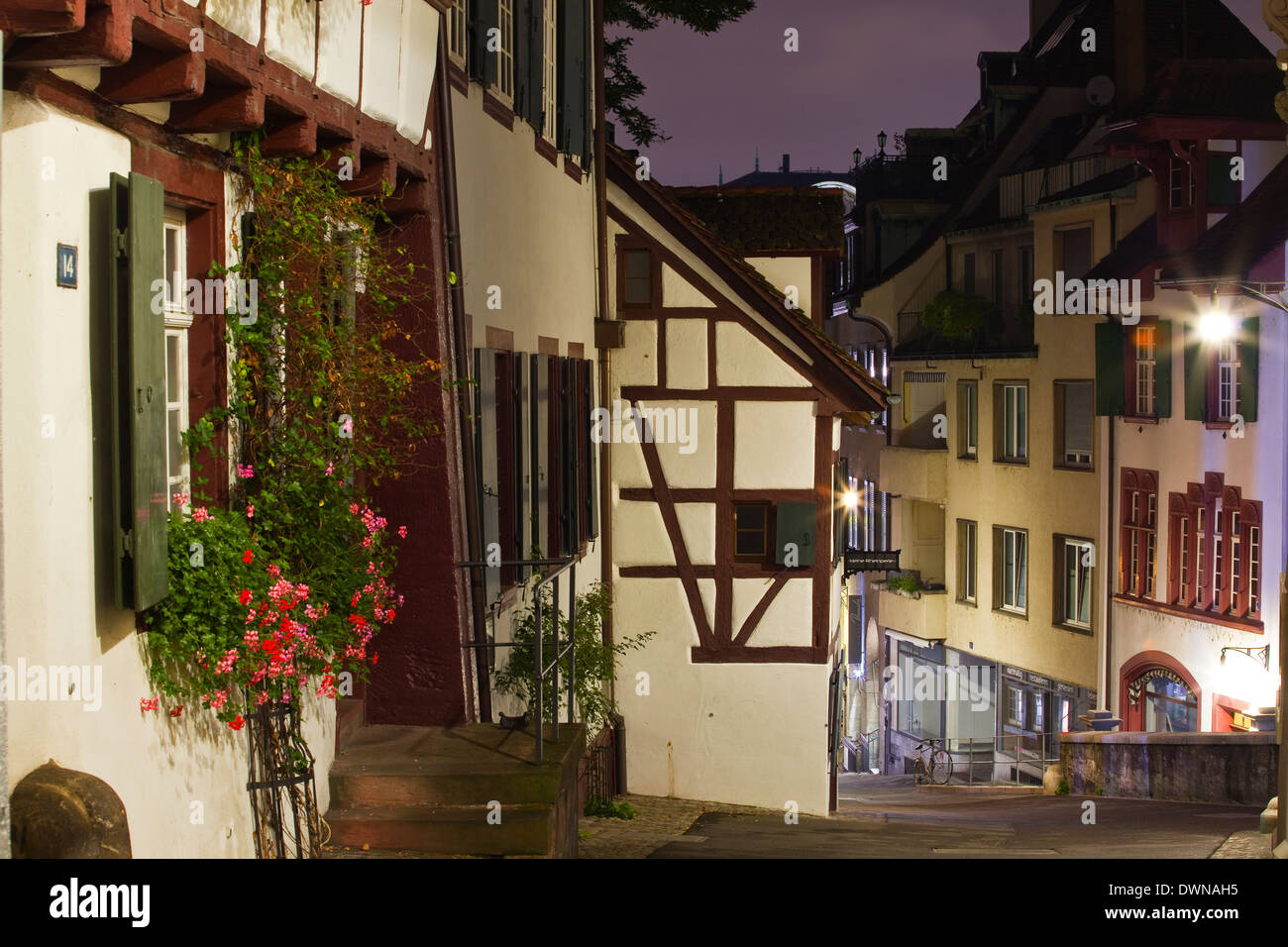 Half timbered houses in the city of Basel, Switzerland, Europe Stock ...
