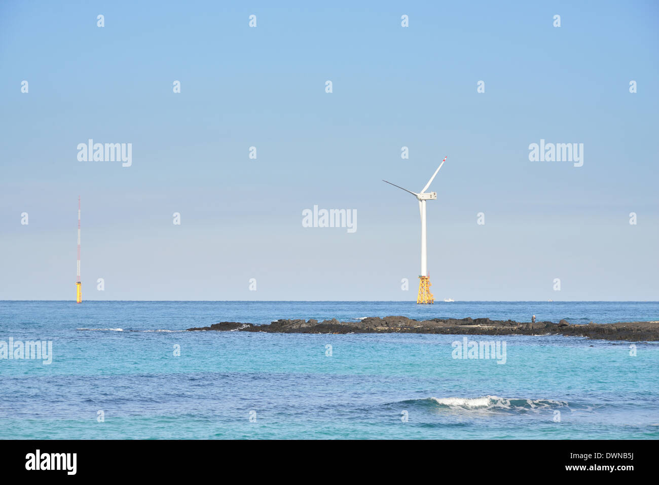 wind power generators in seaside, Jeju Island Stock Photo - Alamy