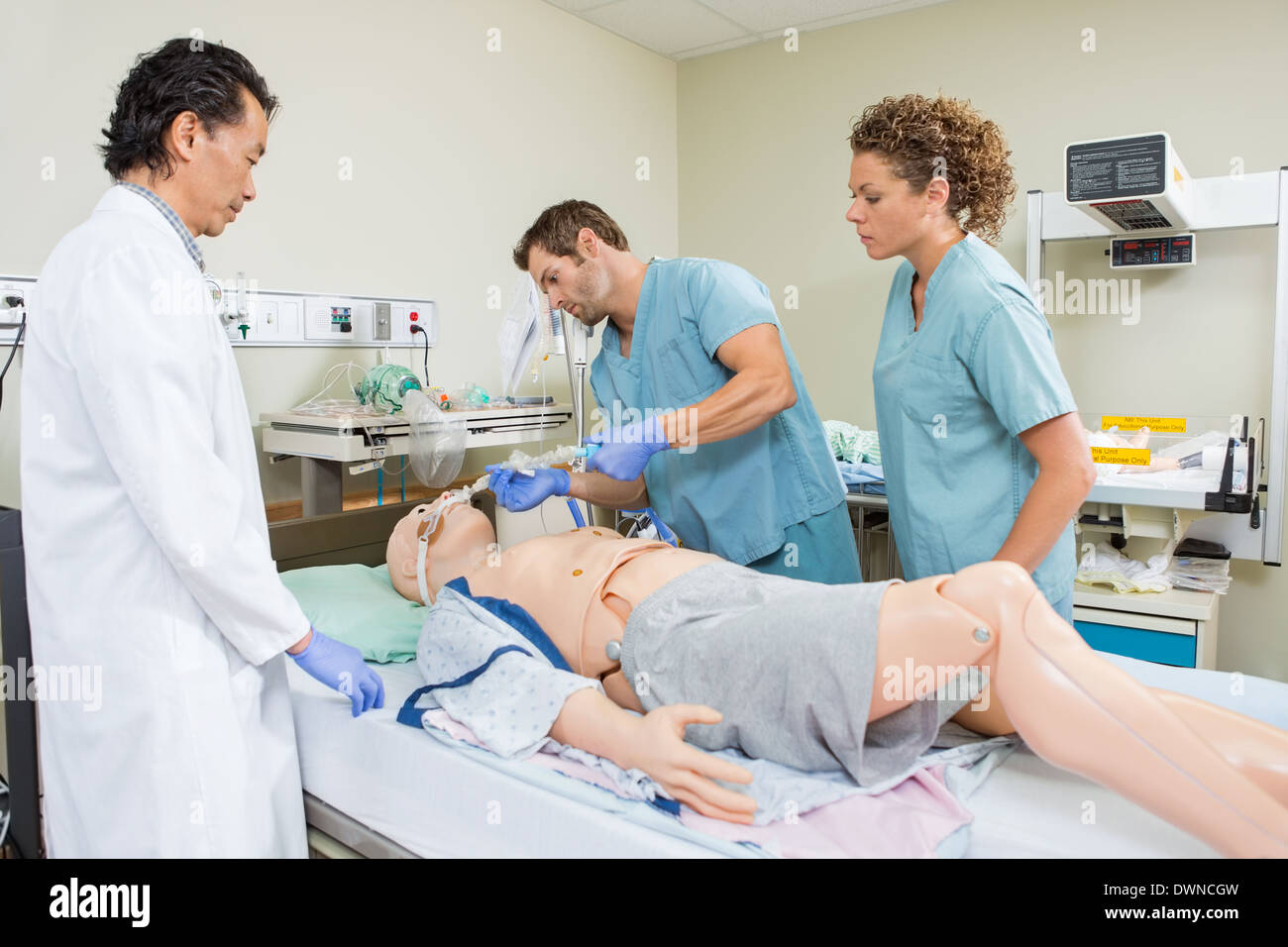 Nurse Adjusting Endotracheal Tube On Dummy Patient Stock Photo - Alamy