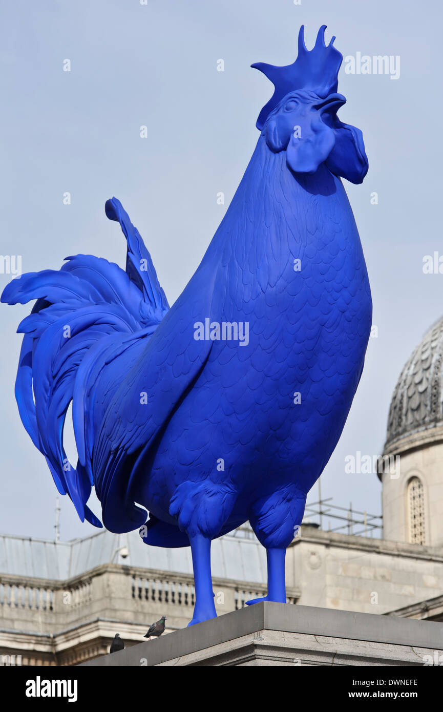 A giant blue cockerel sculpture by German artist Katharina Fritson on a ...
