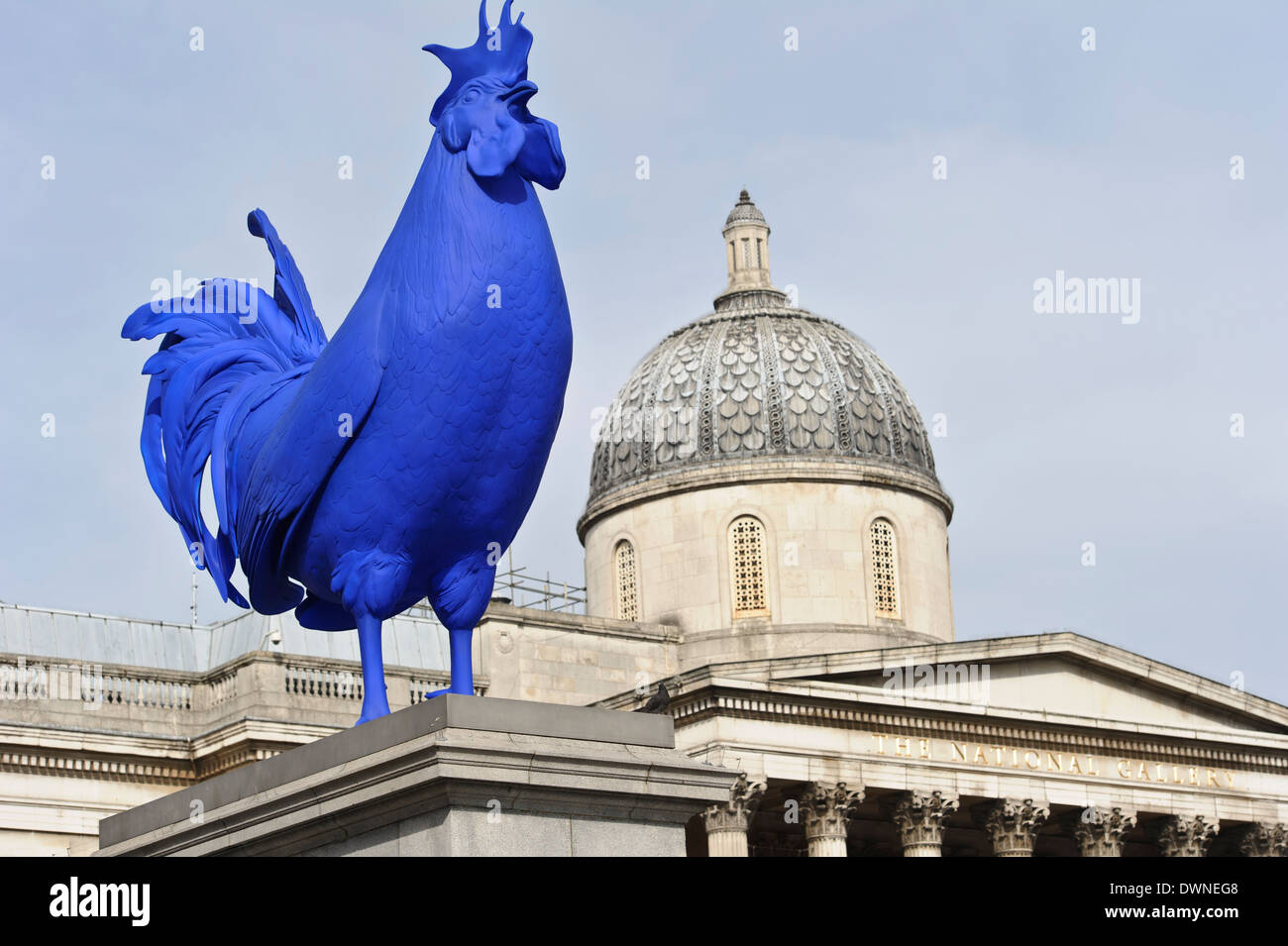A giant blue cockerel sculpture by German artist Katharina Fritson on a ...
