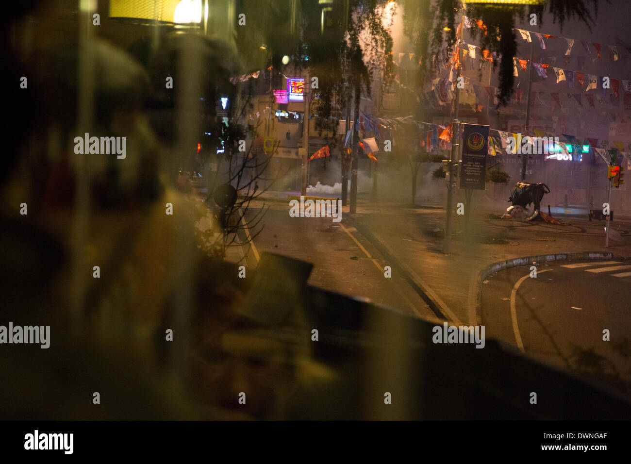 People take shelter at a coffee shop as nationwide protests lead to ...