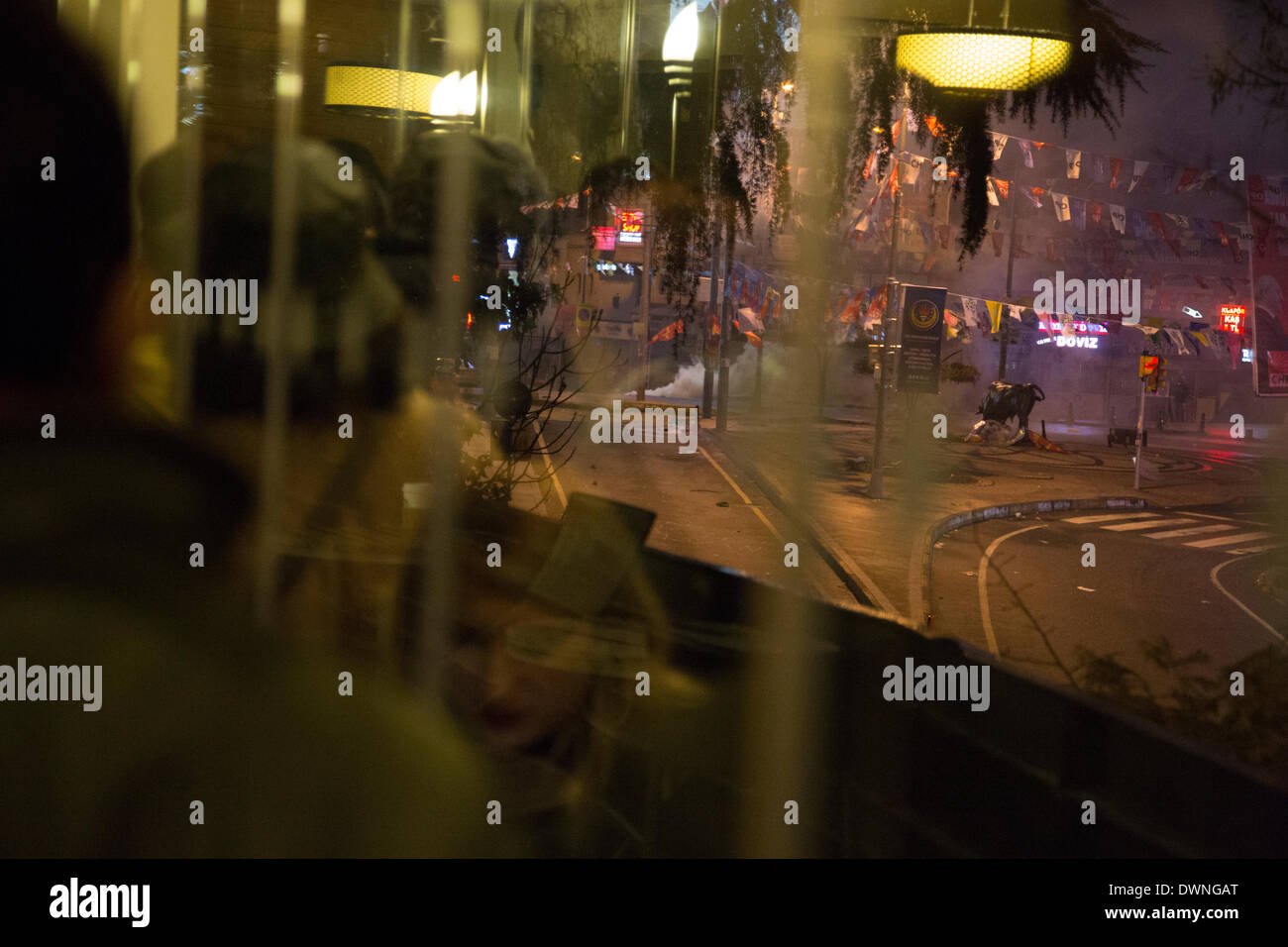 People take shelter at a coffee shop as nationwide protests lead to ...