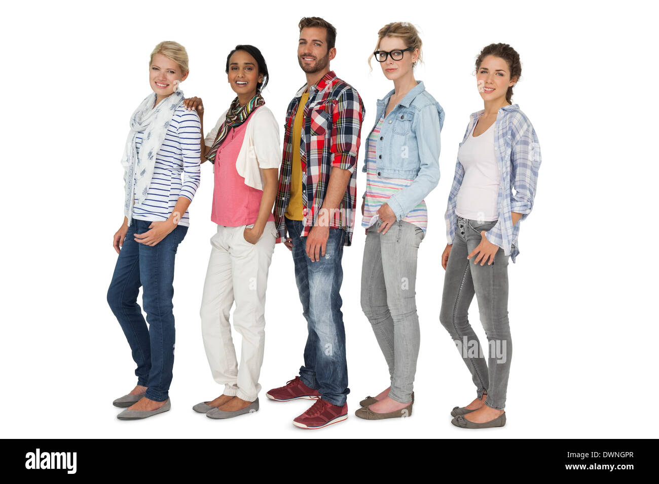 Full length portrait of casually dressed young people Stock Photo - Alamy