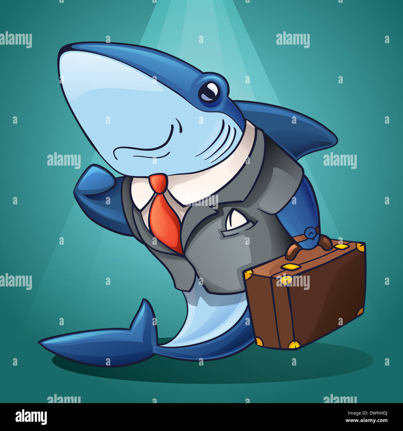 successful business shark painted in the style of engraving Stock Photo ...