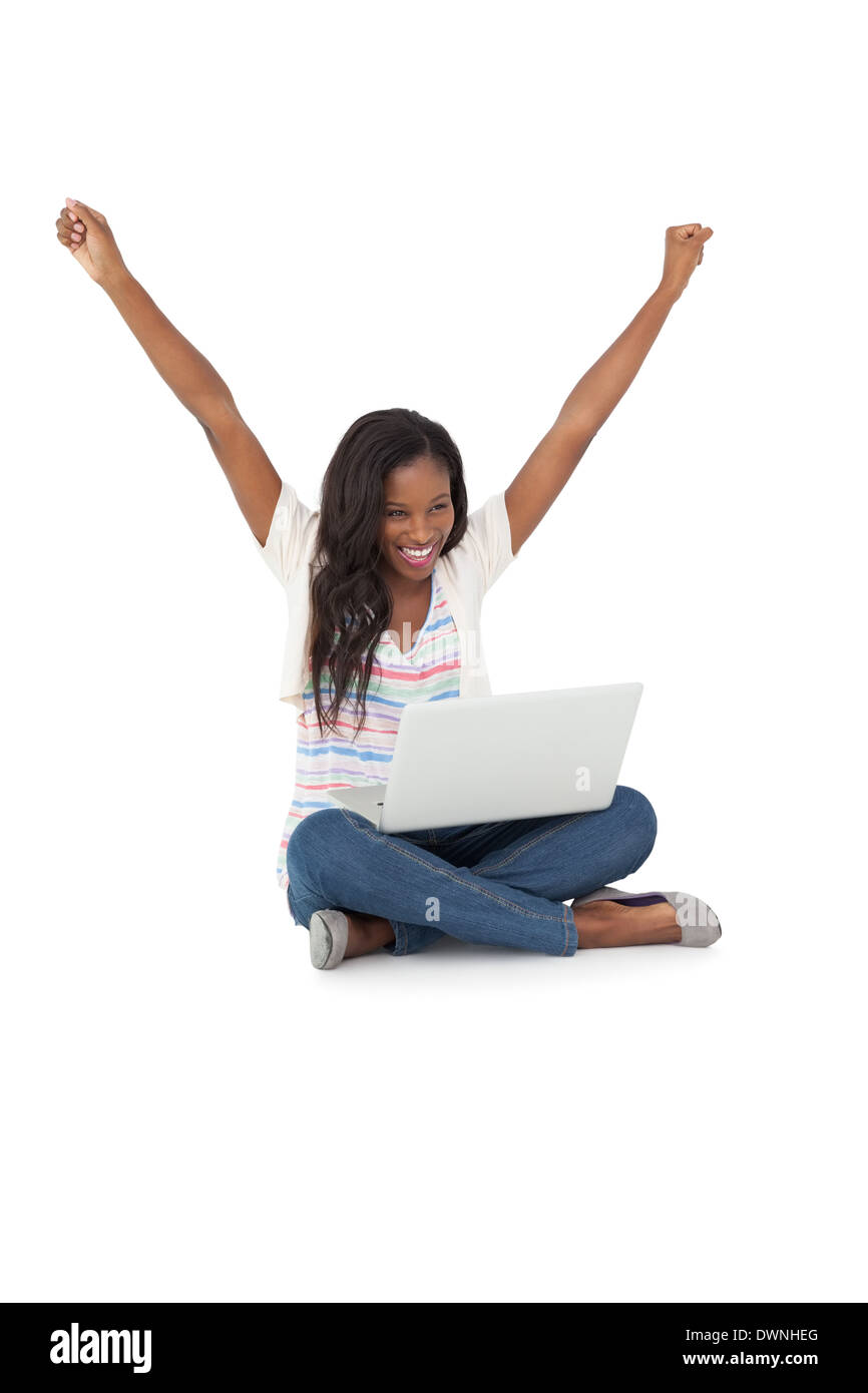 African american woman smiling raising Cut Out Stock Images & Pictures ...
