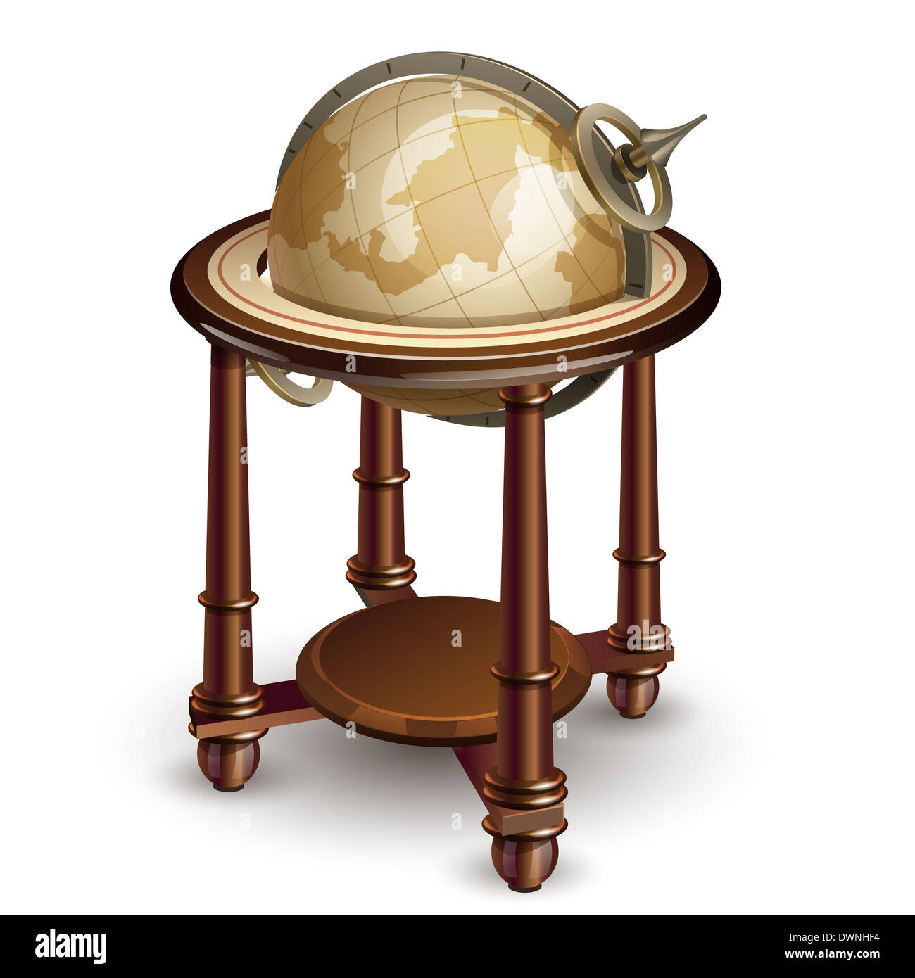 vector illustration of vintage globe on white background Stock Photo ...