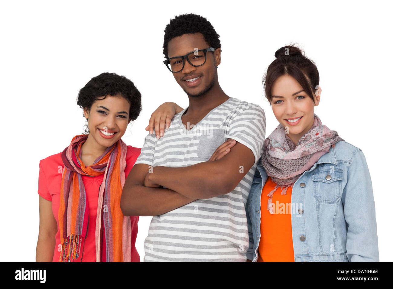 Three young friends pose hi-res stock photography and images - Alamy