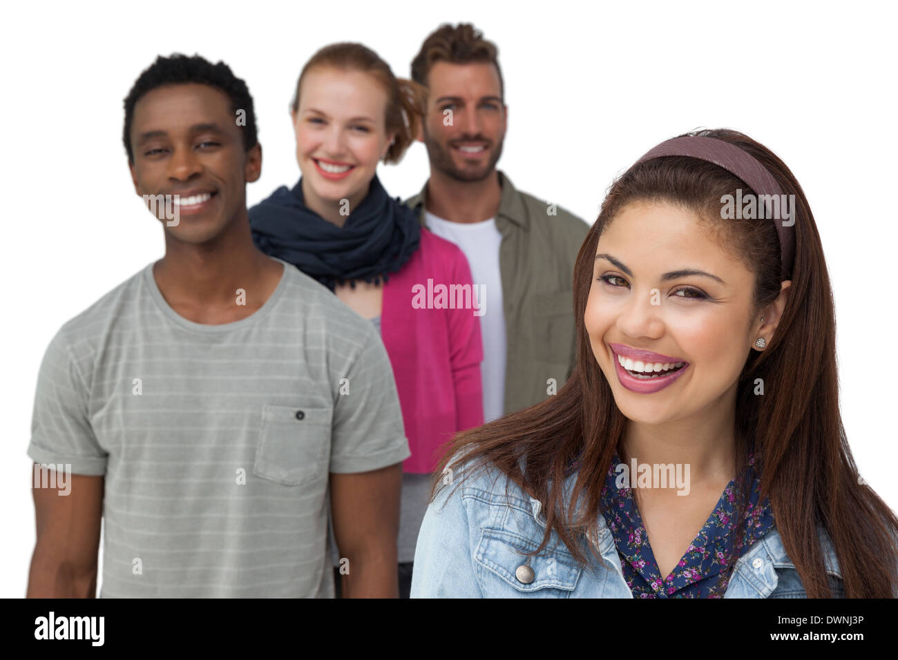 Portrait of four happy young friends Stock Photo - Alamy