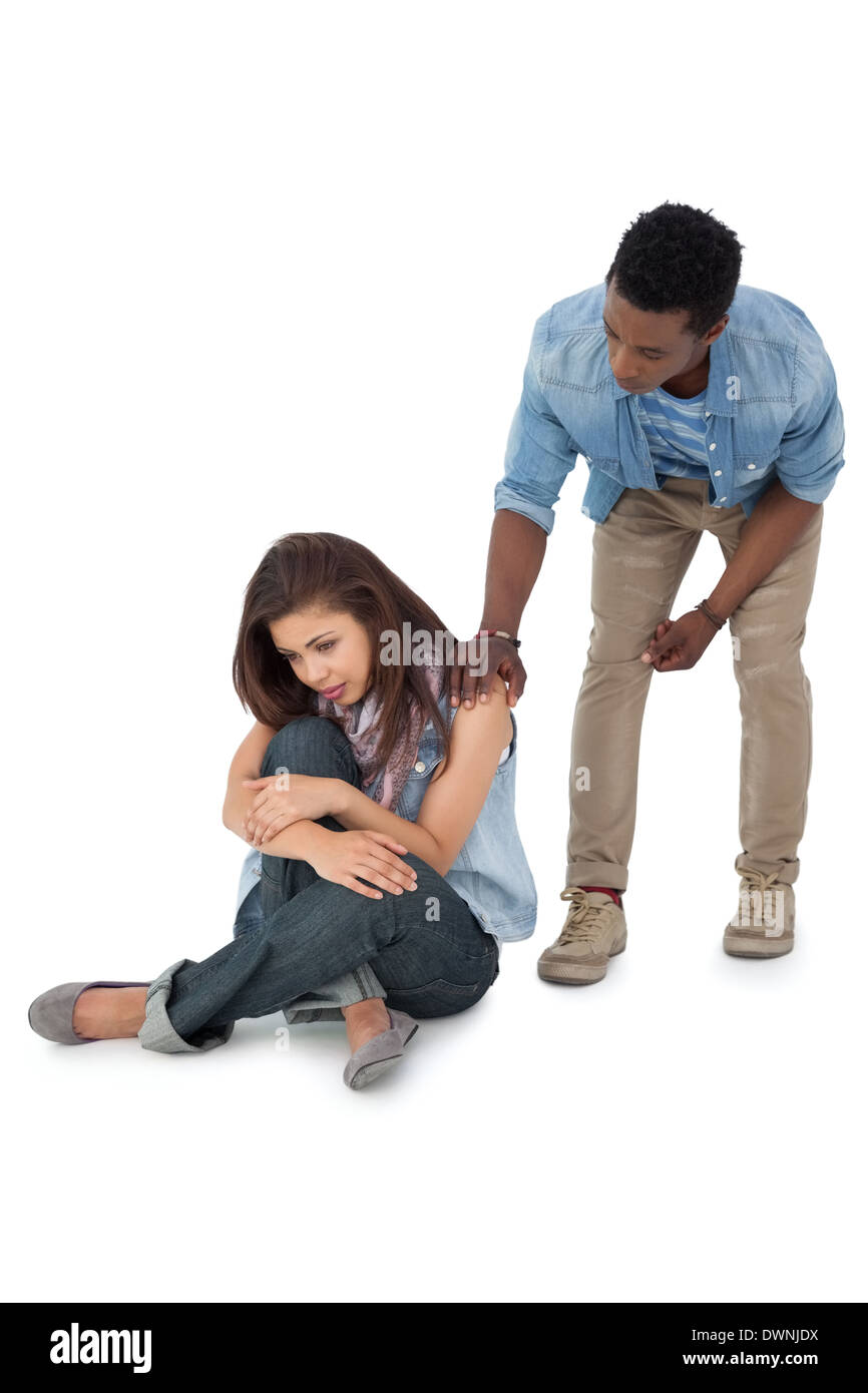 Sad man woman sitting Cut Out Stock Images & Pictures - Alamy