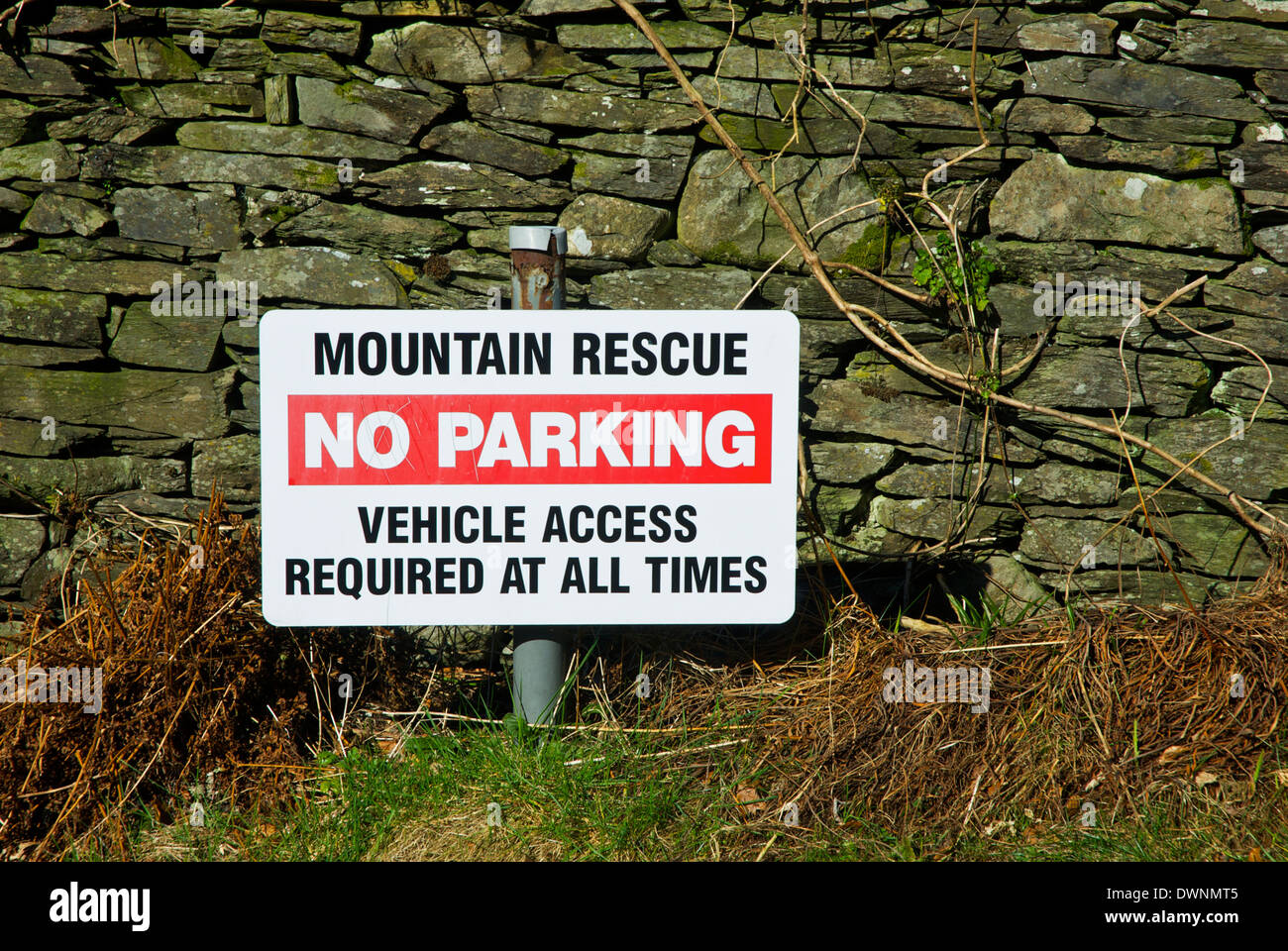 'No Parking' sign near the Mountain Rescue Centre, Ambleside, Lake ...