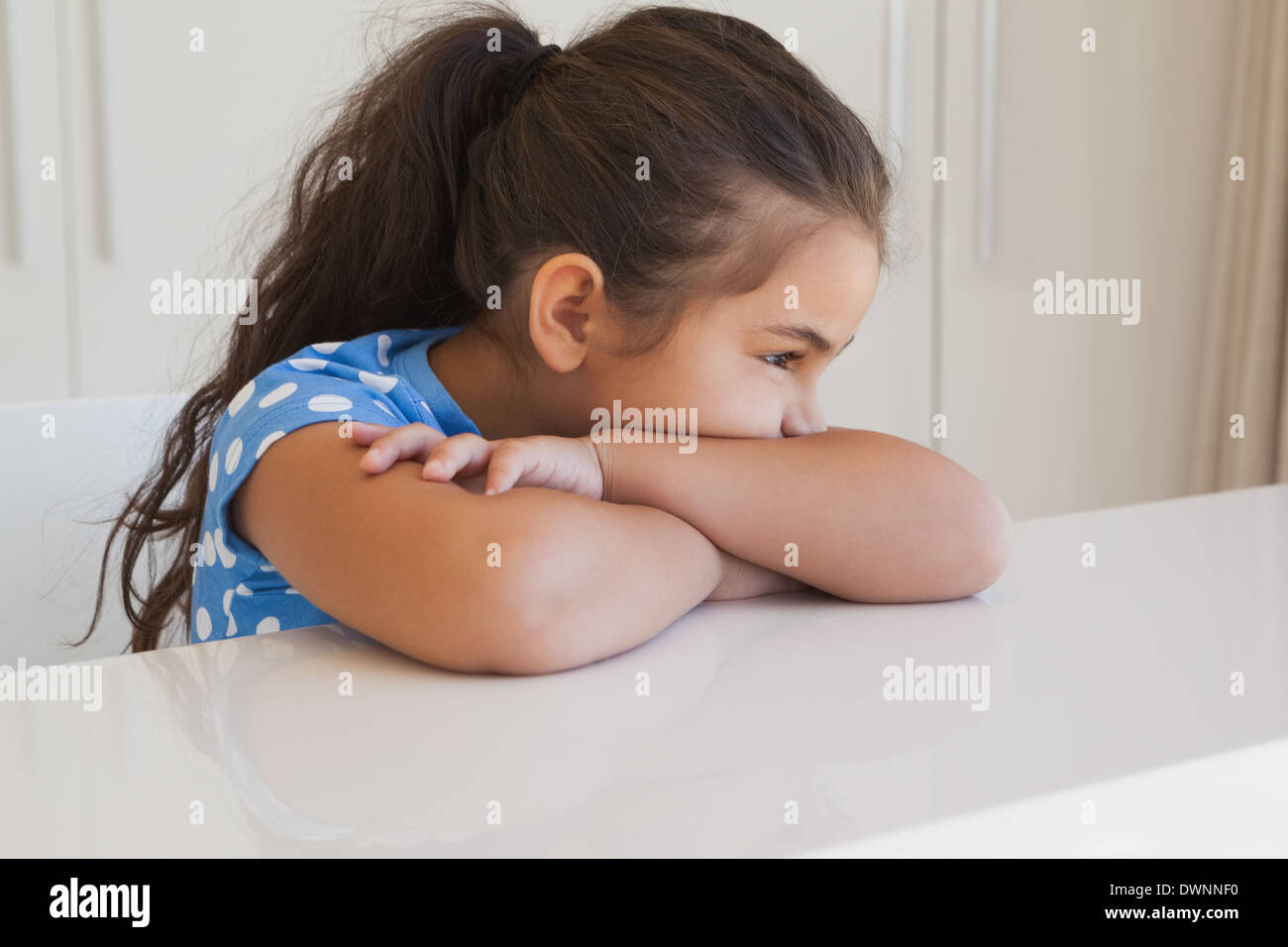Close up girl sitting table hi-res stock photography and images - Alamy