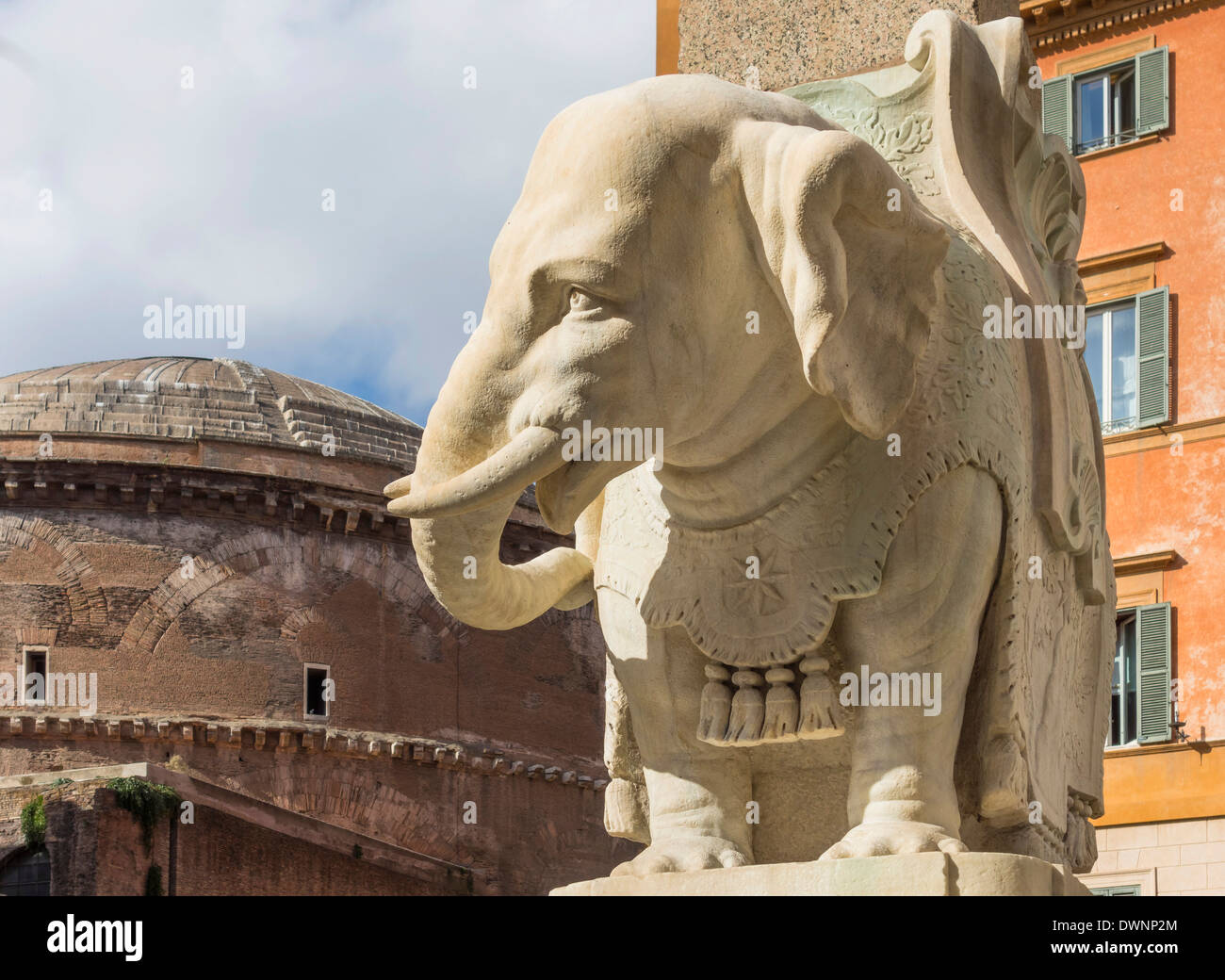 Bernini's Elephant, Pulcino della Minerva, elephant statue at the base ...