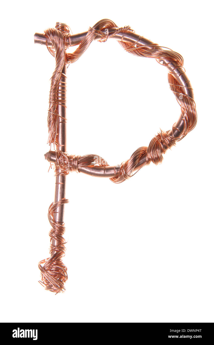 Twisted copper wire in the shape of the letter P Stock Photo - Alamy