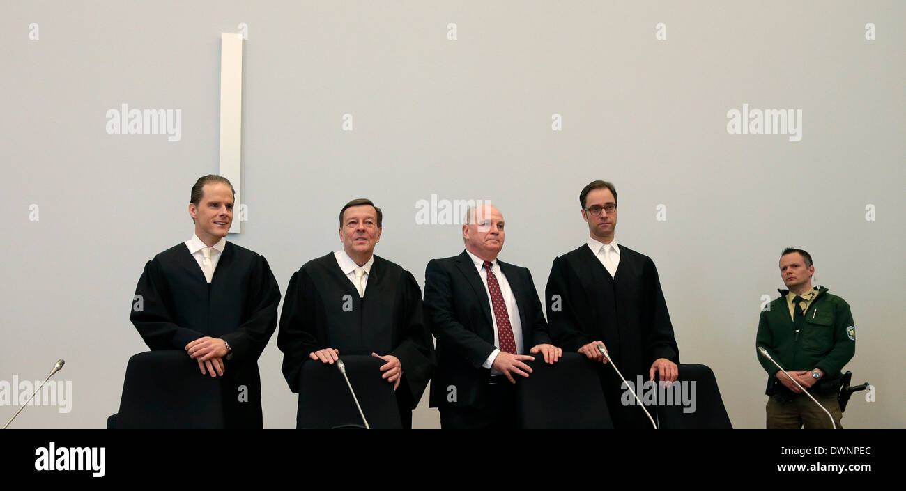 Munich, Germany. 12th Mar, 2014. Defendant Uli Hoeness (C), the ...