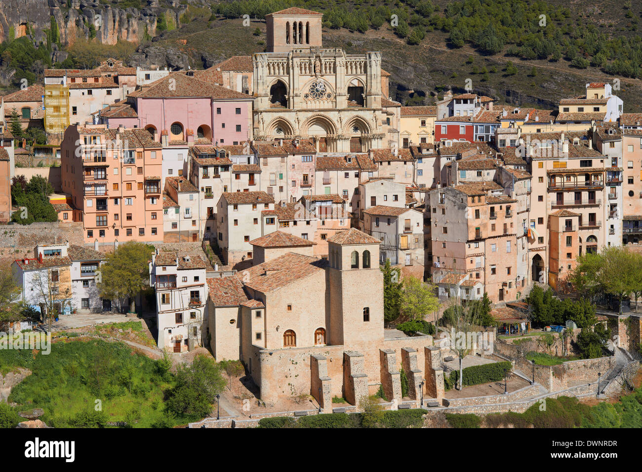 Cityscape with cathedral, Jucar river gorge, Cuenca, UNESCO World ...
