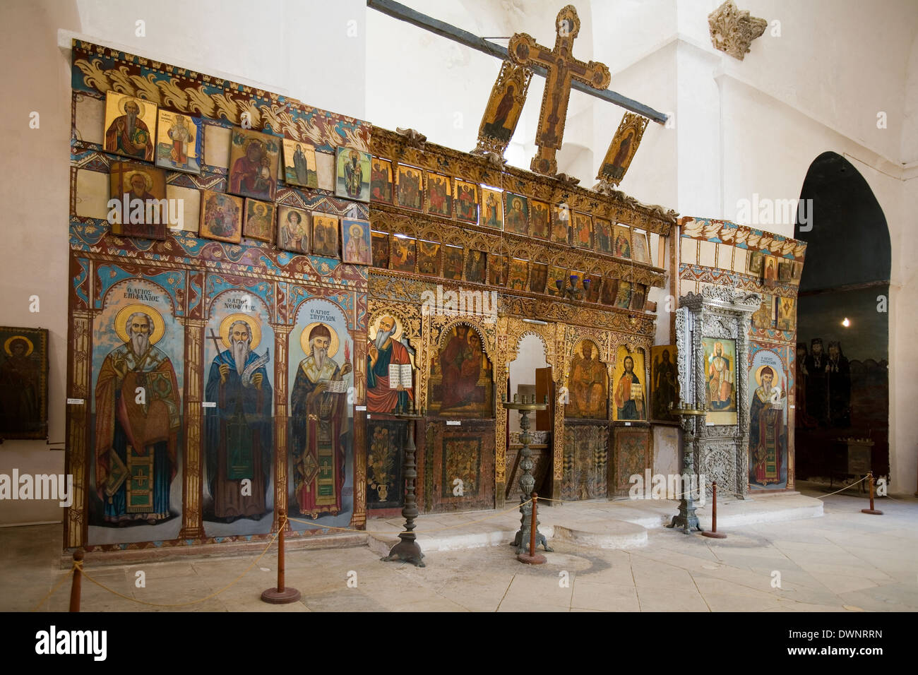 Greek Orthodox religious icons in the Monastery of St. Barnabas in The ...