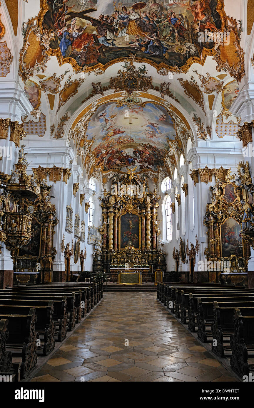 Heilig-Kreuzkirche, Church of the Holy Cross, built in 1754, ceiling ...