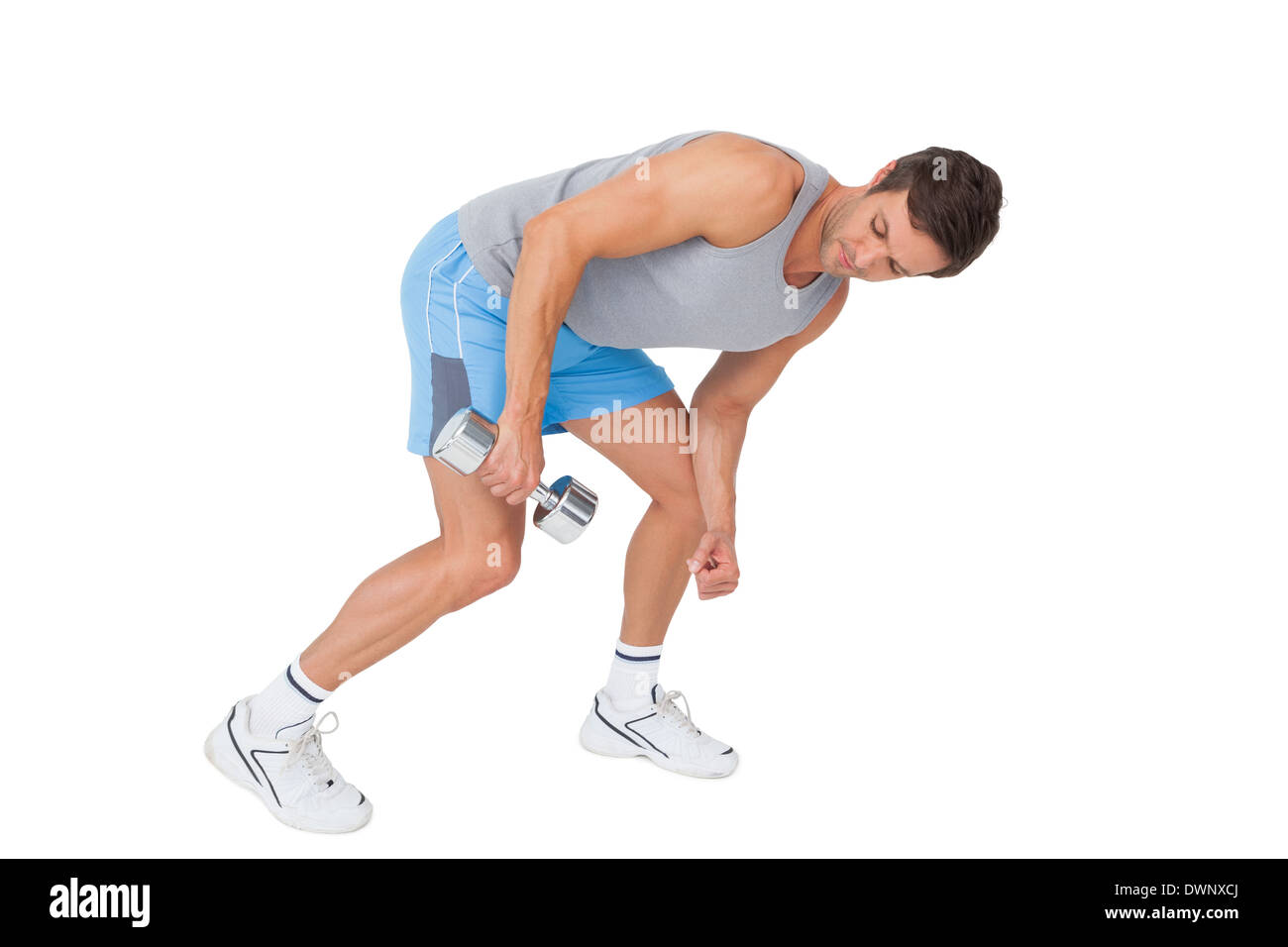 Man holding dumbbell Cut Out Stock Images & Pictures - Alamy