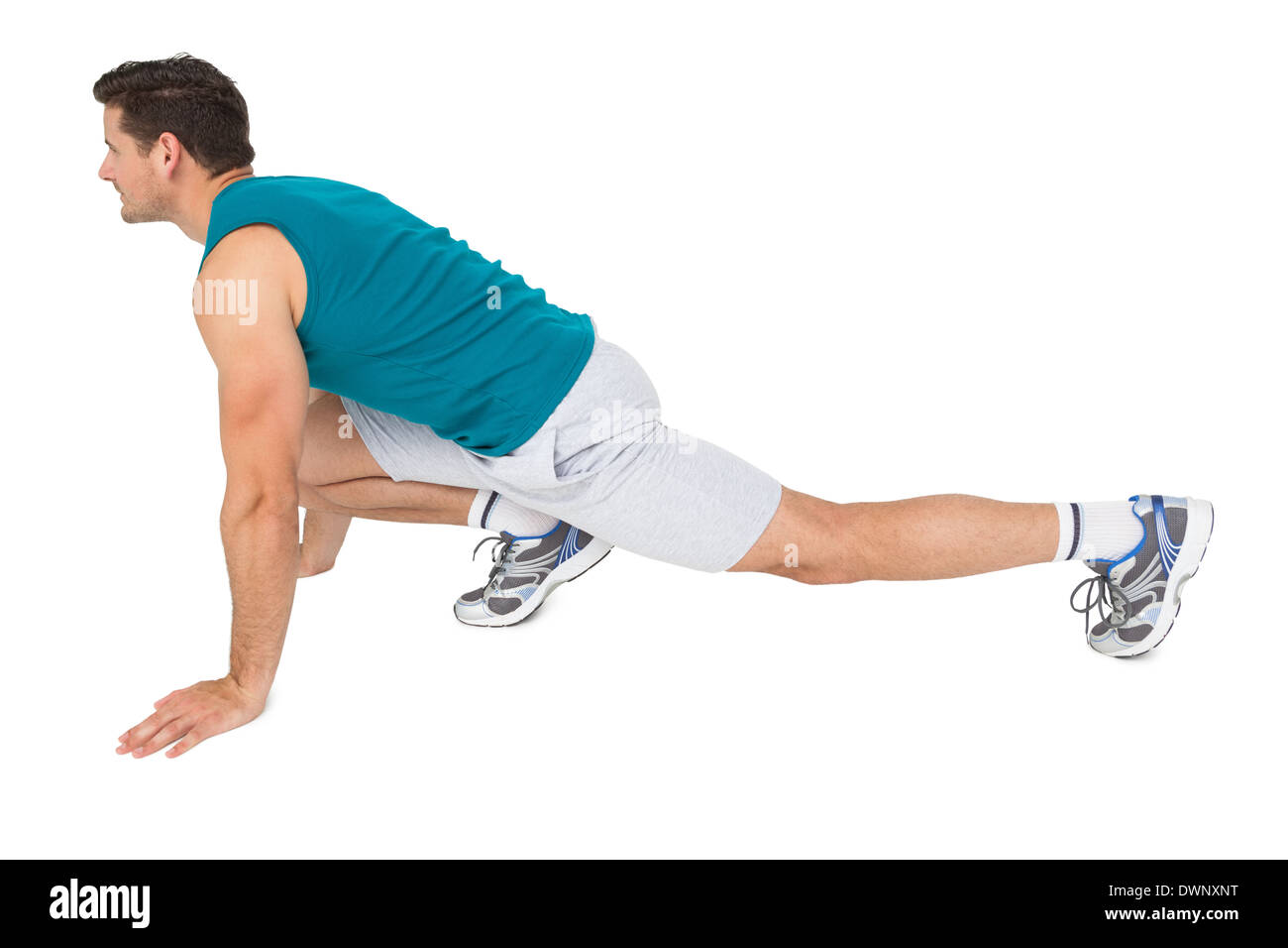Side view of a fit man doing stretching exercise Stock Photo - Alamy