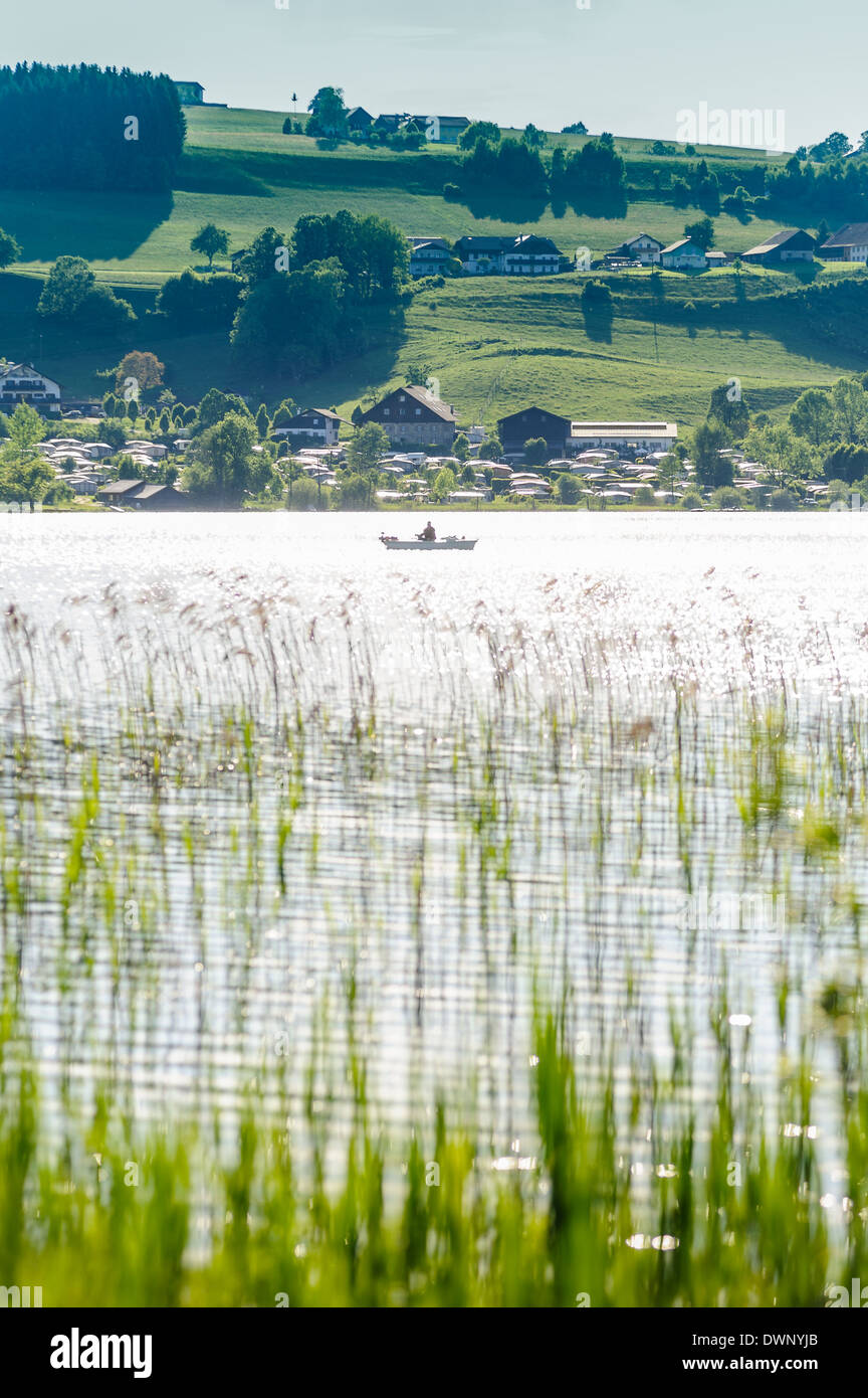 Boat driver in a lake Stock Photo - Alamy