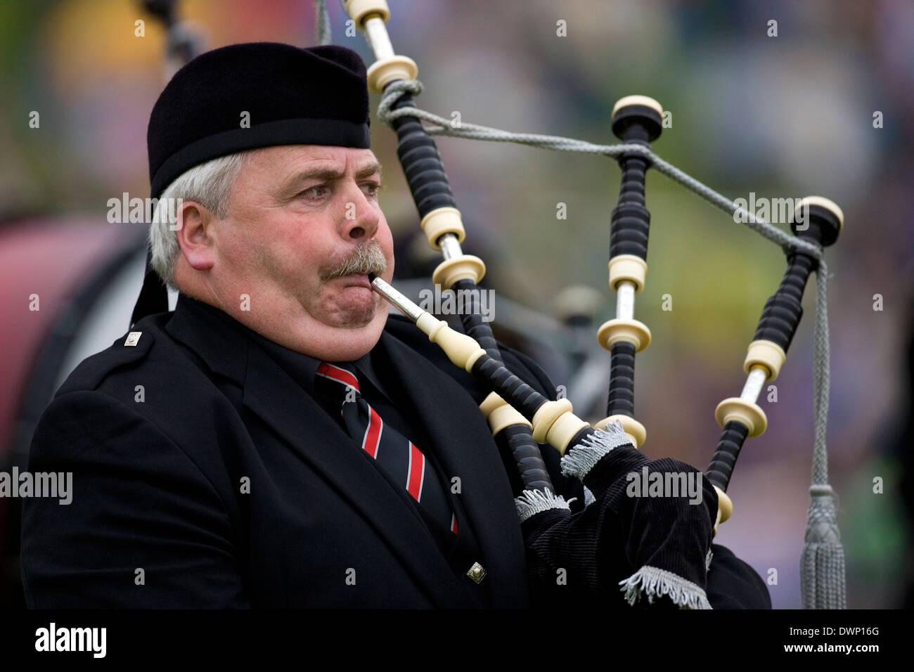 Piper at the Cowal Gathering Highland Games near Dunoon on the Cowal ...