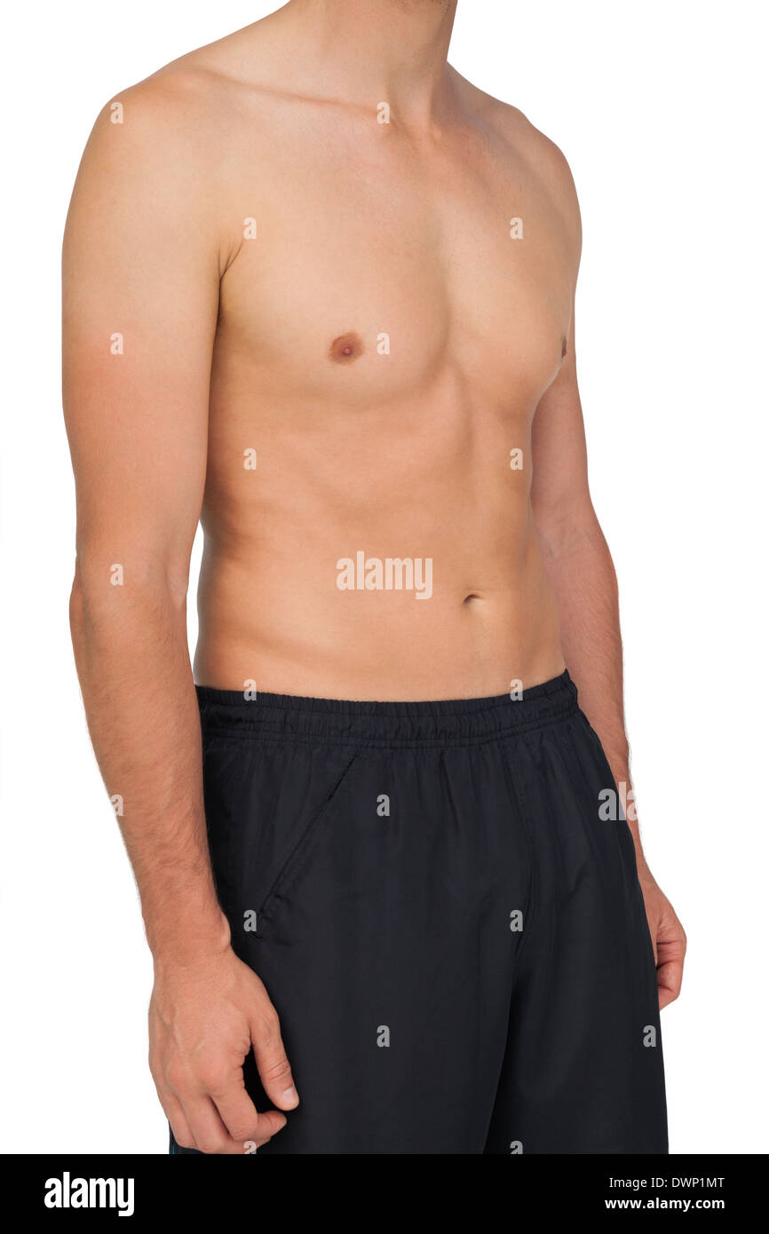 Close-up mid section of a shirtless man Stock Photo - Alamy