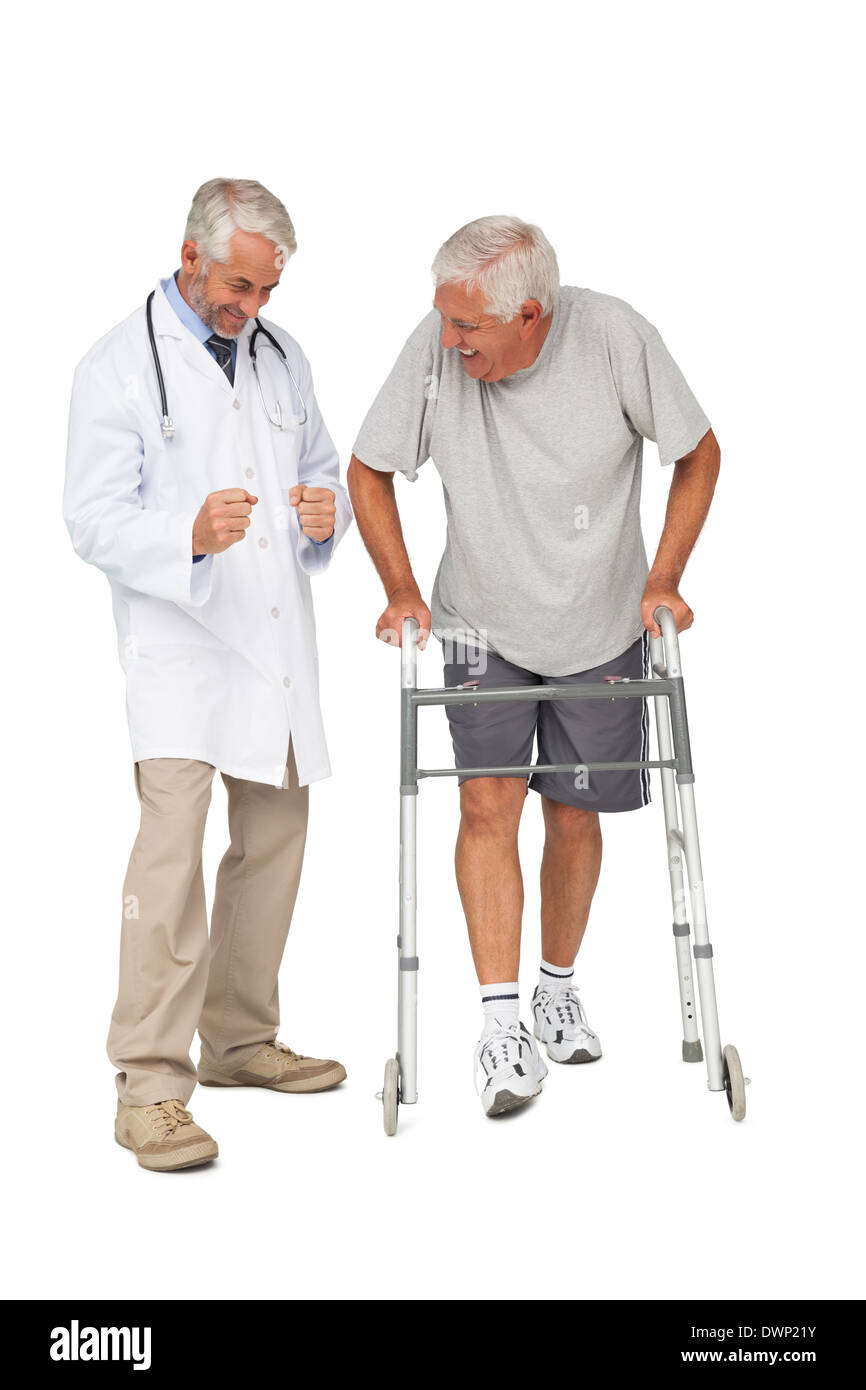 Senior man using walking Cut Out Stock Images & Pictures - Alamy