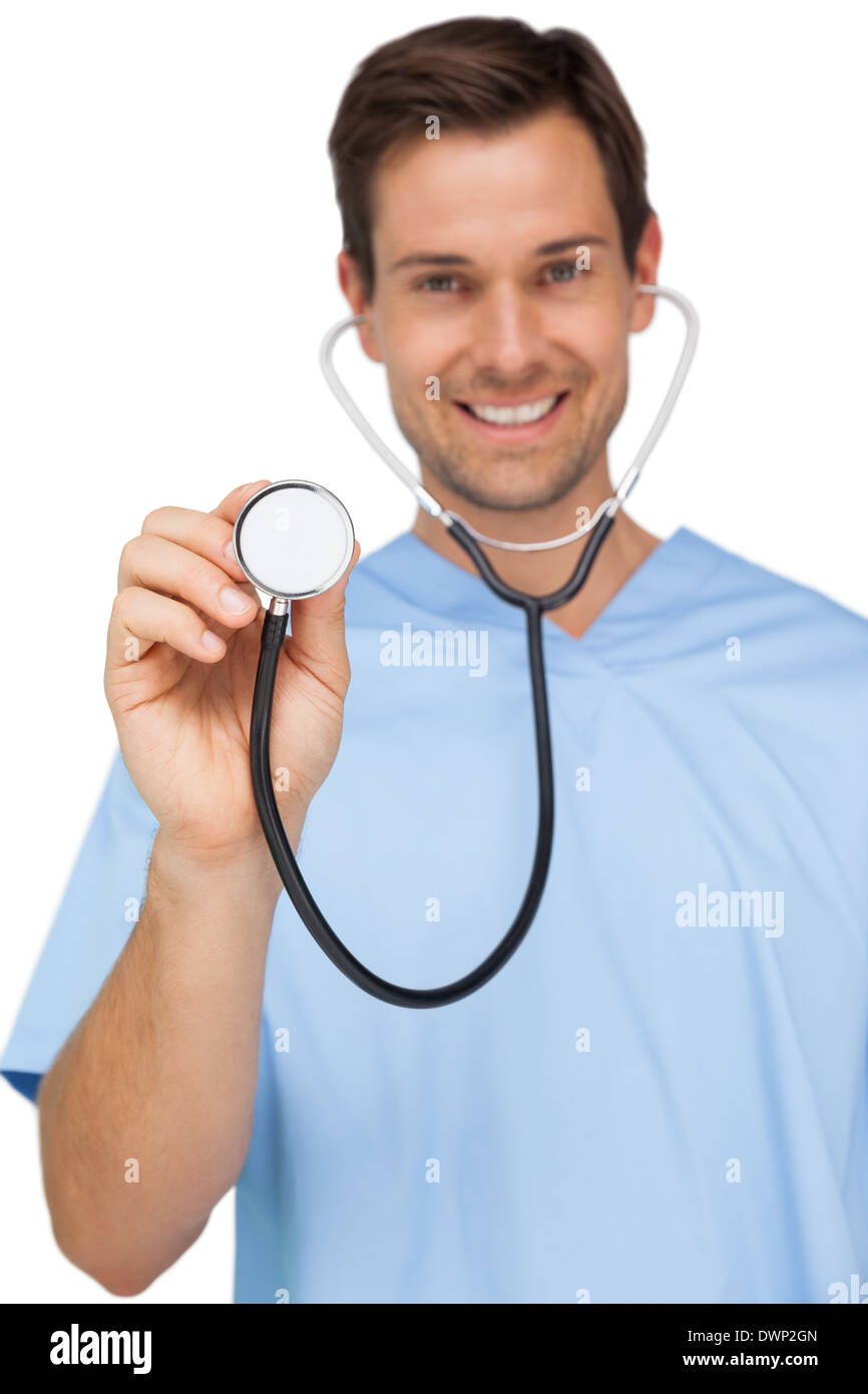 Portrait of a male surgeon using stethoscope Stock Photo - Alamy