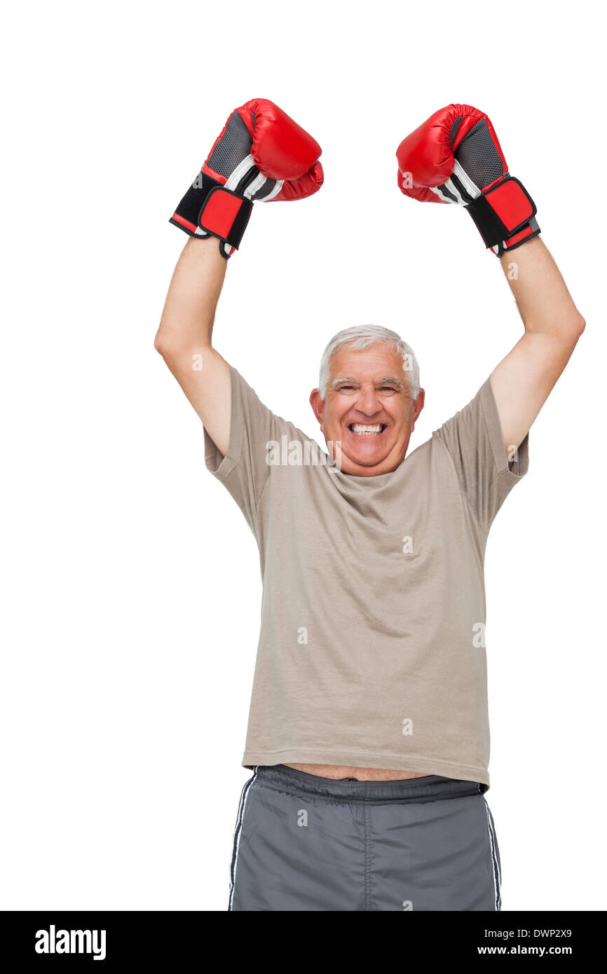 Portrait of a cheerful senior boxer Stock Photo - Alamy